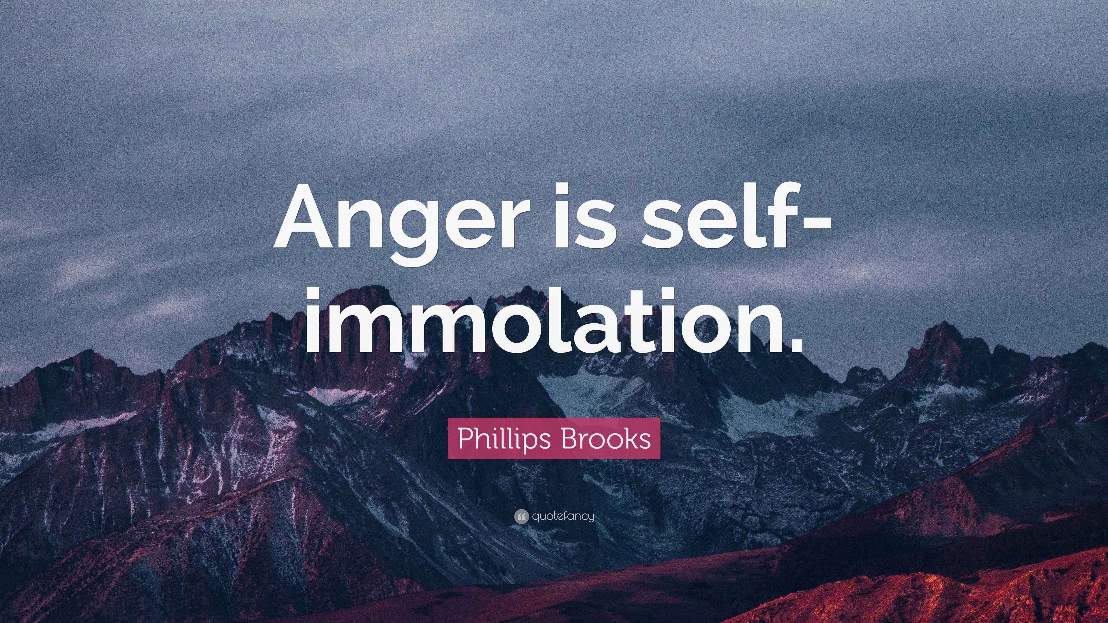 Phillips Brooks Quote: “Anger is self-immolation.”