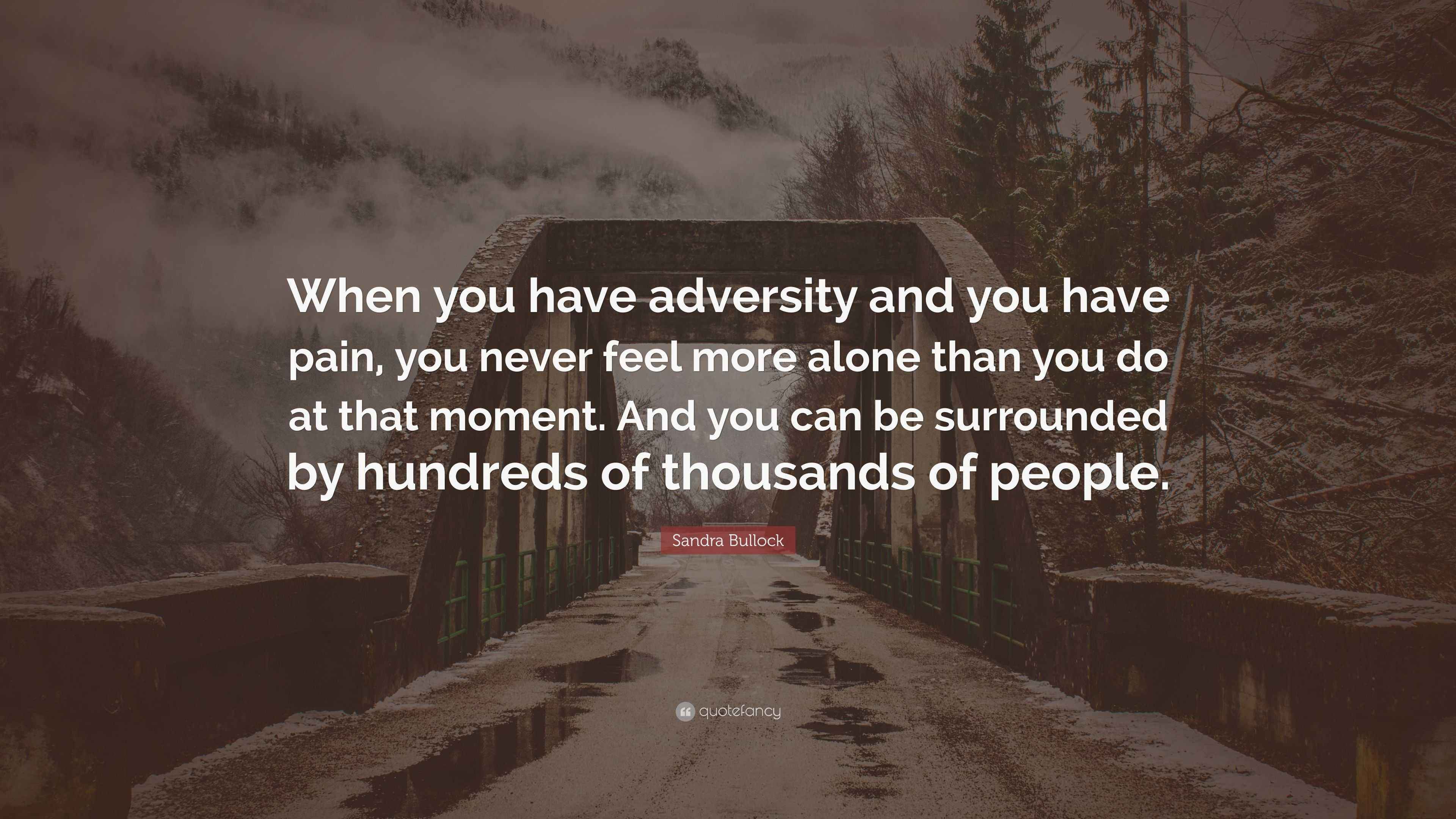 Sandra Bullock Quote: “When you have adversity and you have pain, you ...