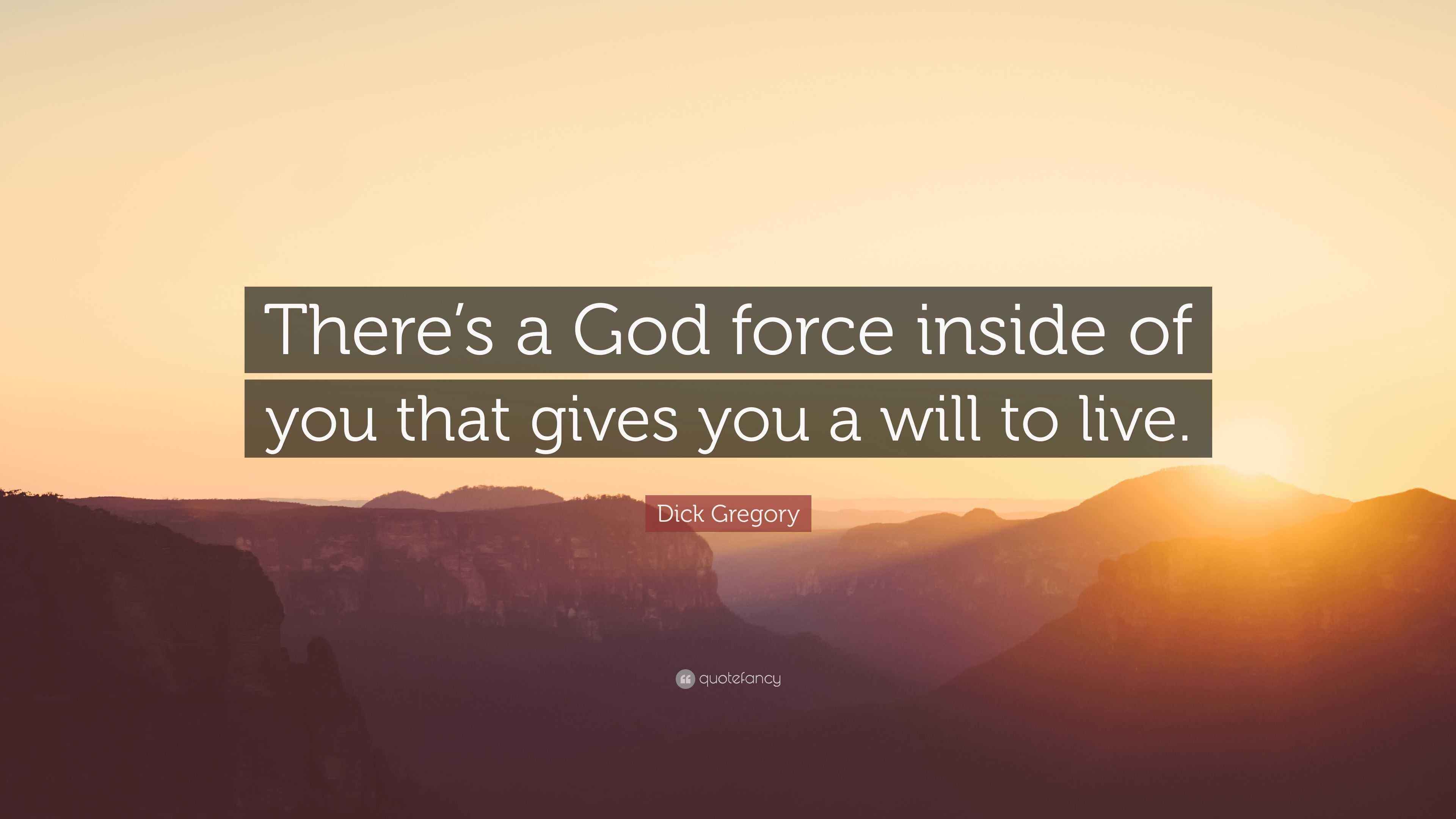 Dick Gregory Quote: “There’s a God force inside of you that gives you a ...