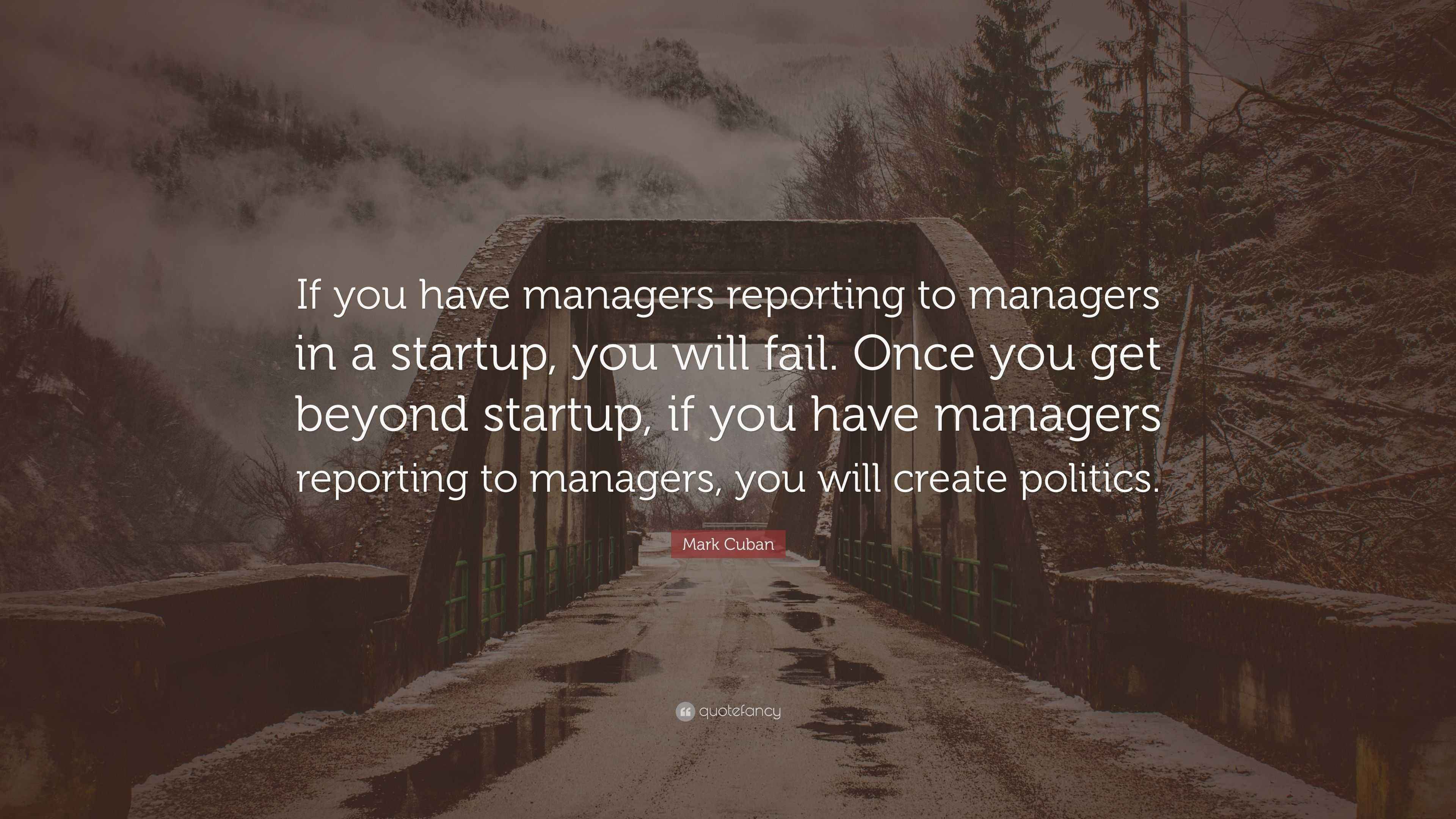 Mark Cuban Quote: “If you have managers reporting to managers in a ...