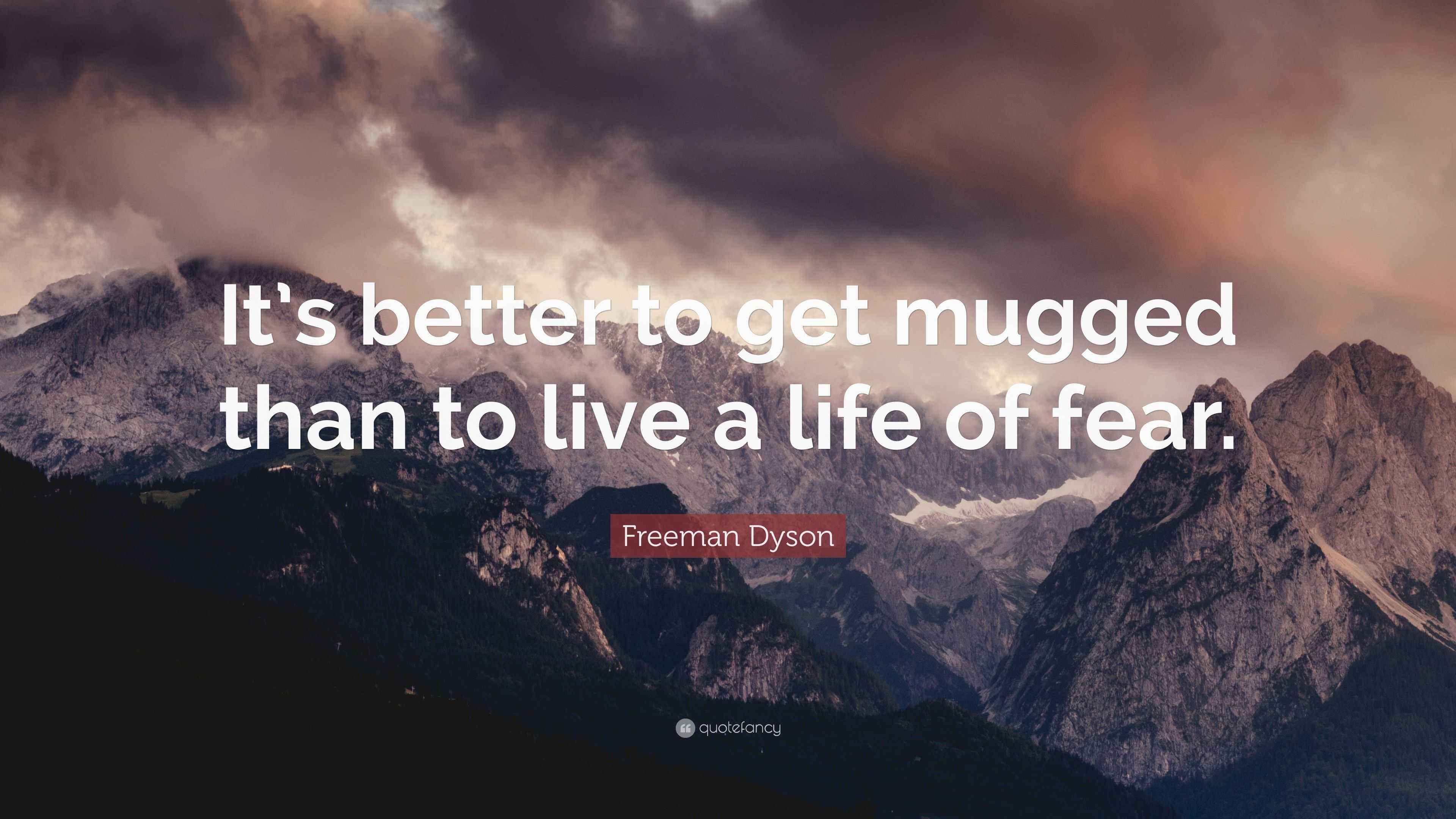Freeman Dyson Quote: “It’s better to get mugged than to live a life of ...