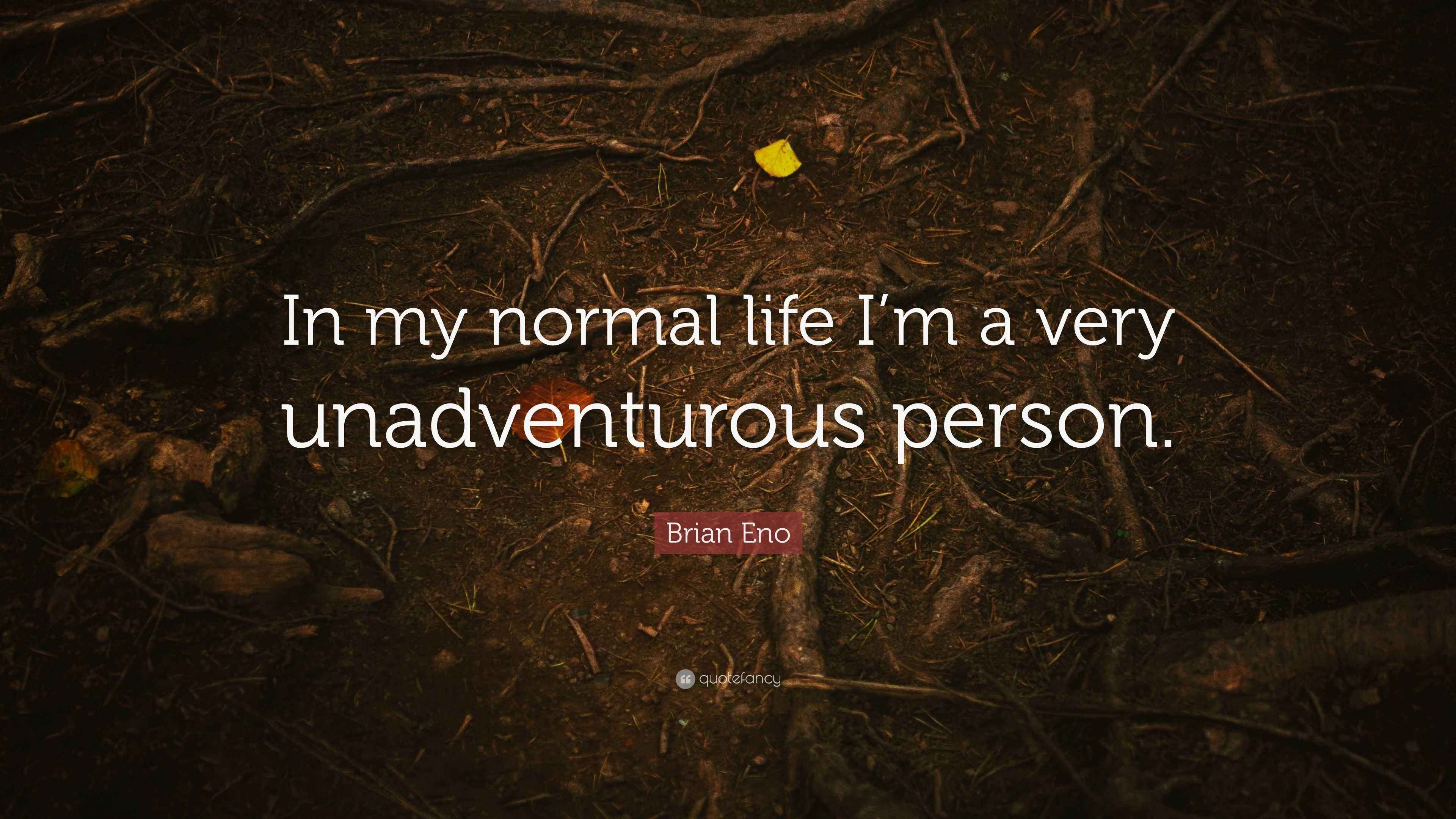 Brian Eno Quote: “In my normal life I’m a very unadventurous person.”