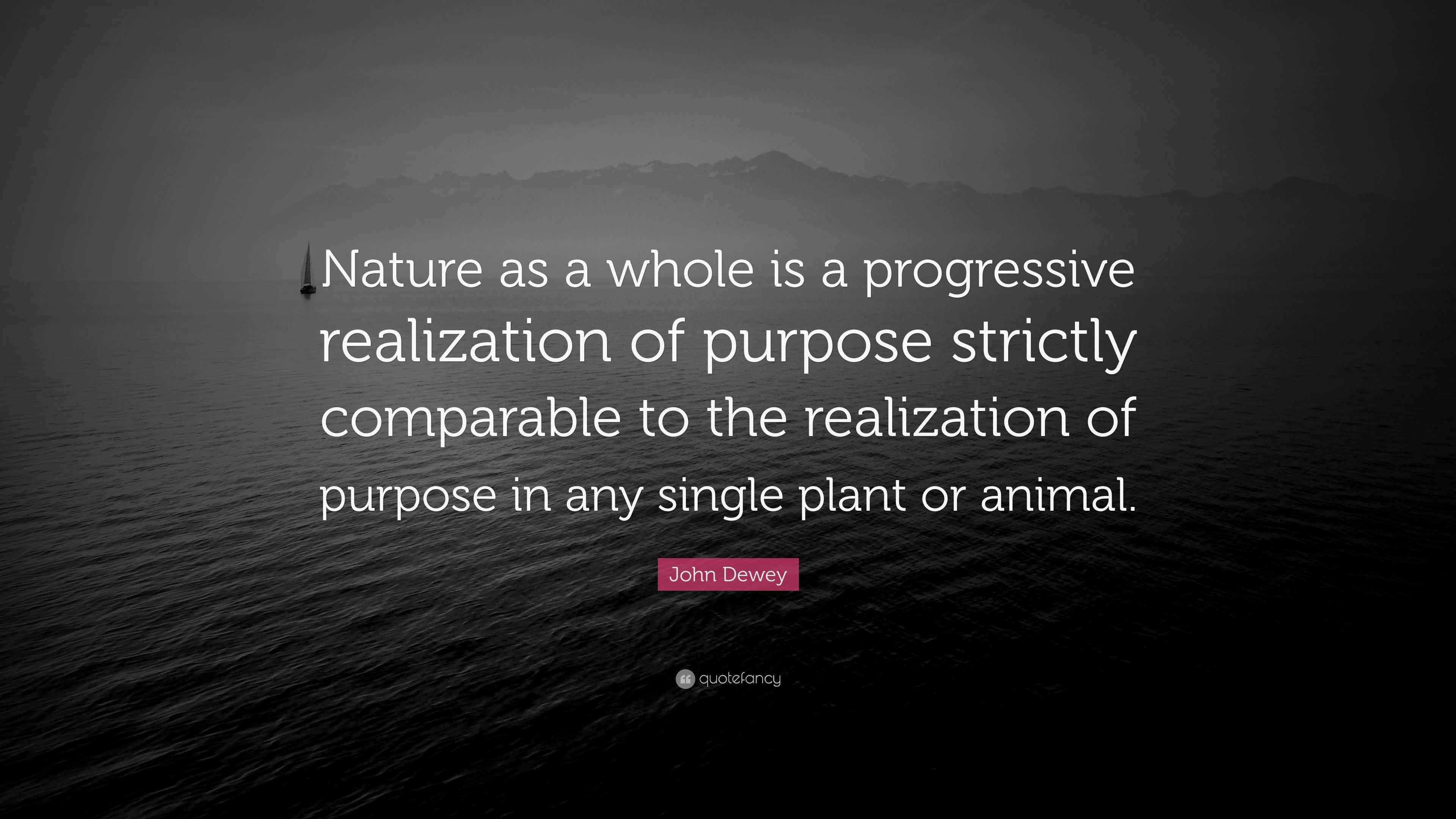 John Dewey Quote: “Nature as a whole is a progressive realization of ...
