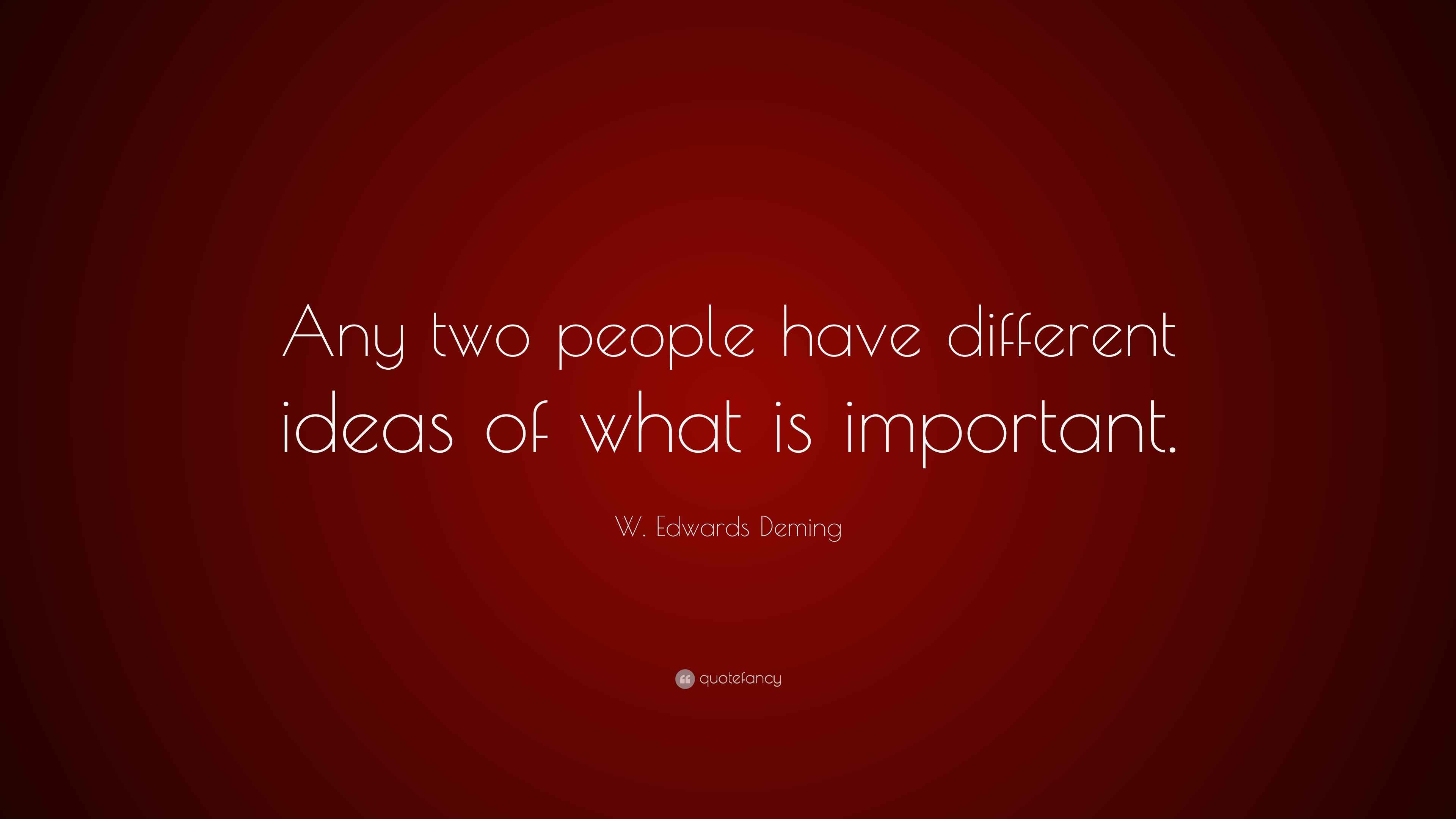 W. Edwards Deming Quote: “Any two people have different ideas of what ...