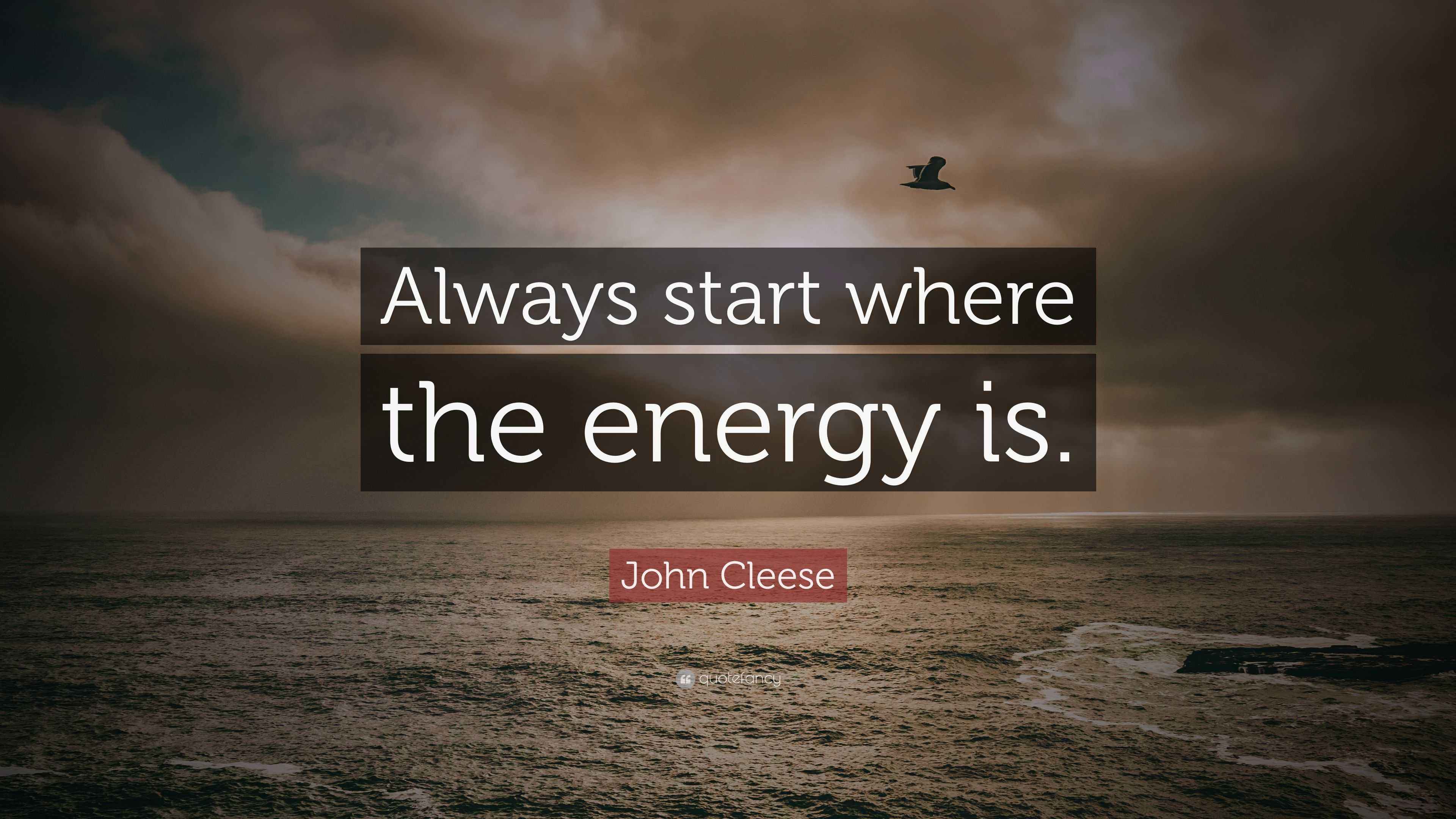 John Cleese Quote: “Always start where the energy is.”