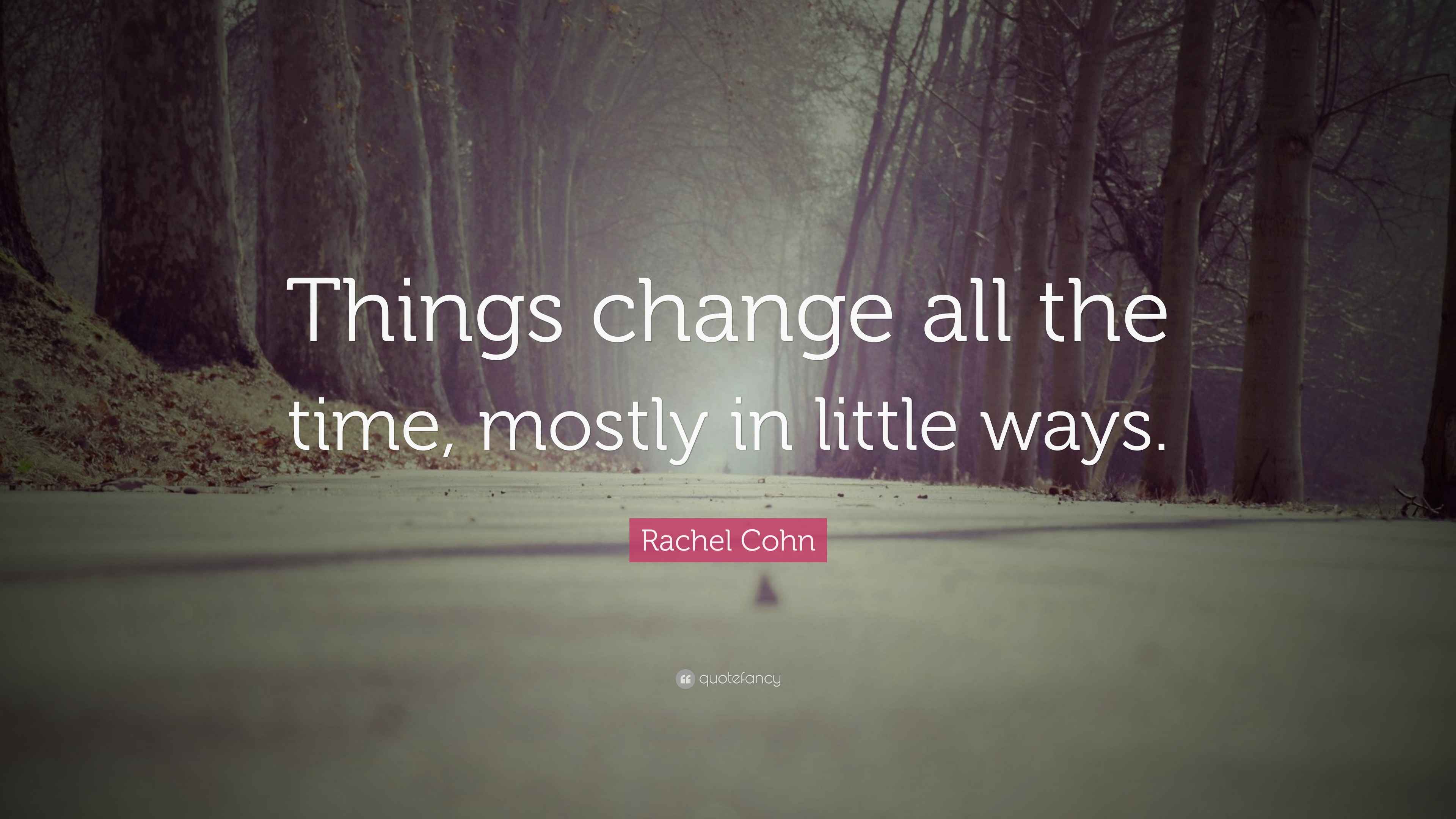 Rachel Cohn Quote: “Things change all the time, mostly in little ways.”