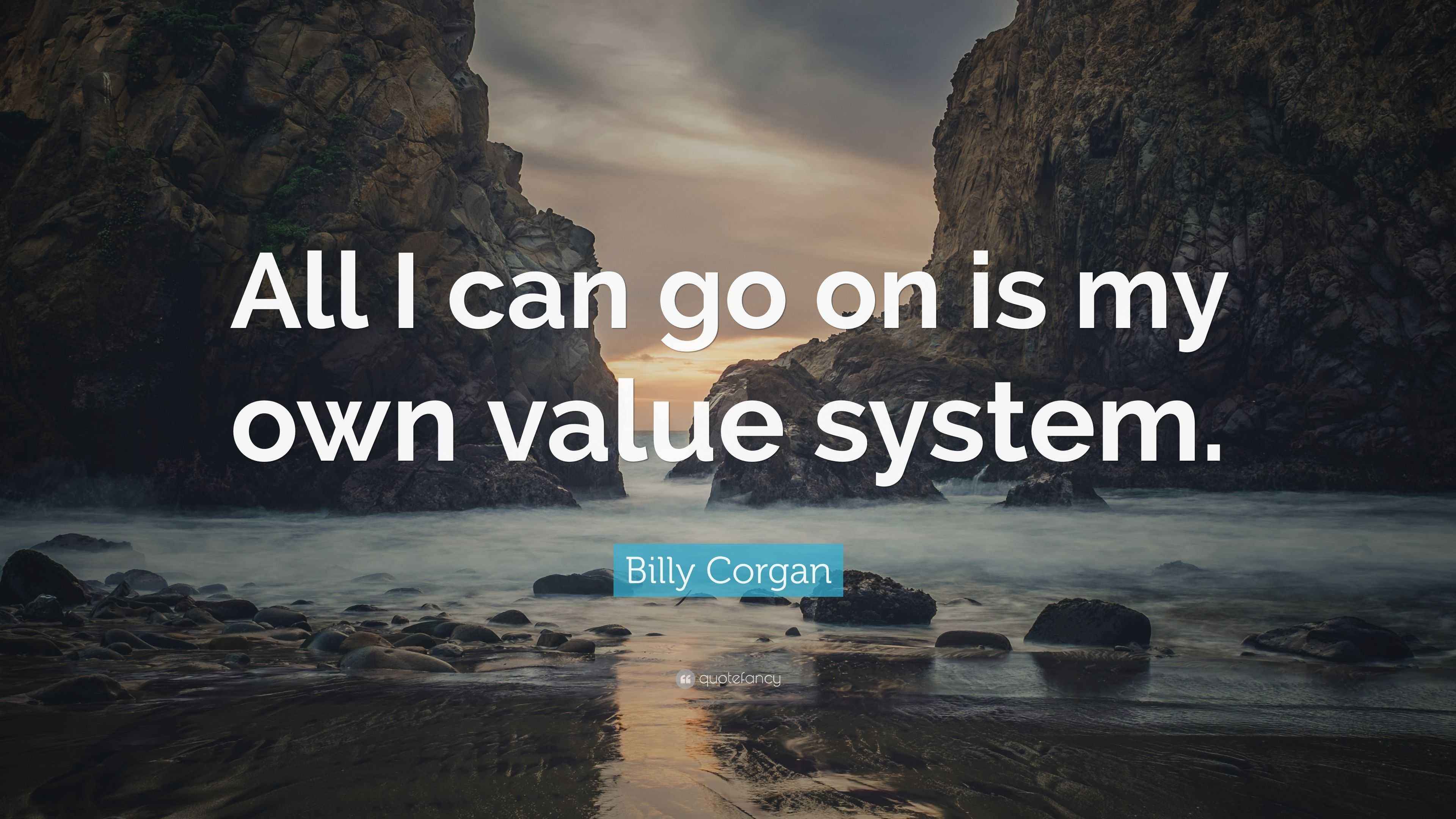Billy Corgan Quote: “All I can go on is my own value system.”