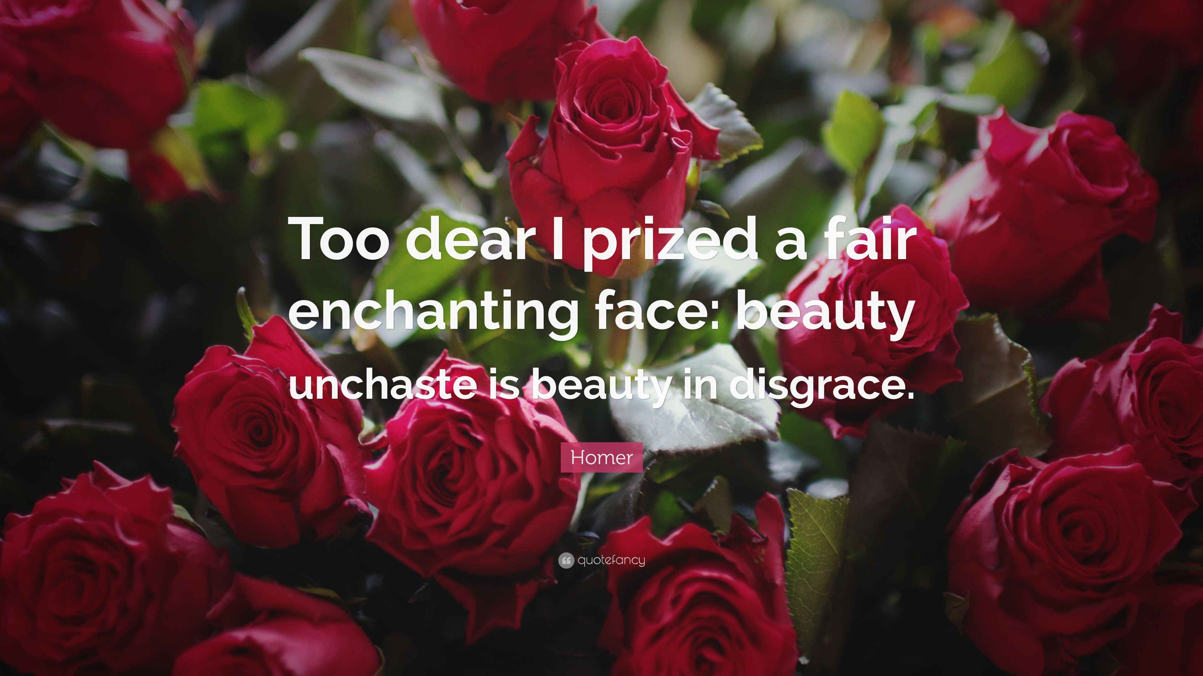 Homer Quote: “Too dear I prized a fair enchanting face: beauty unchaste ...