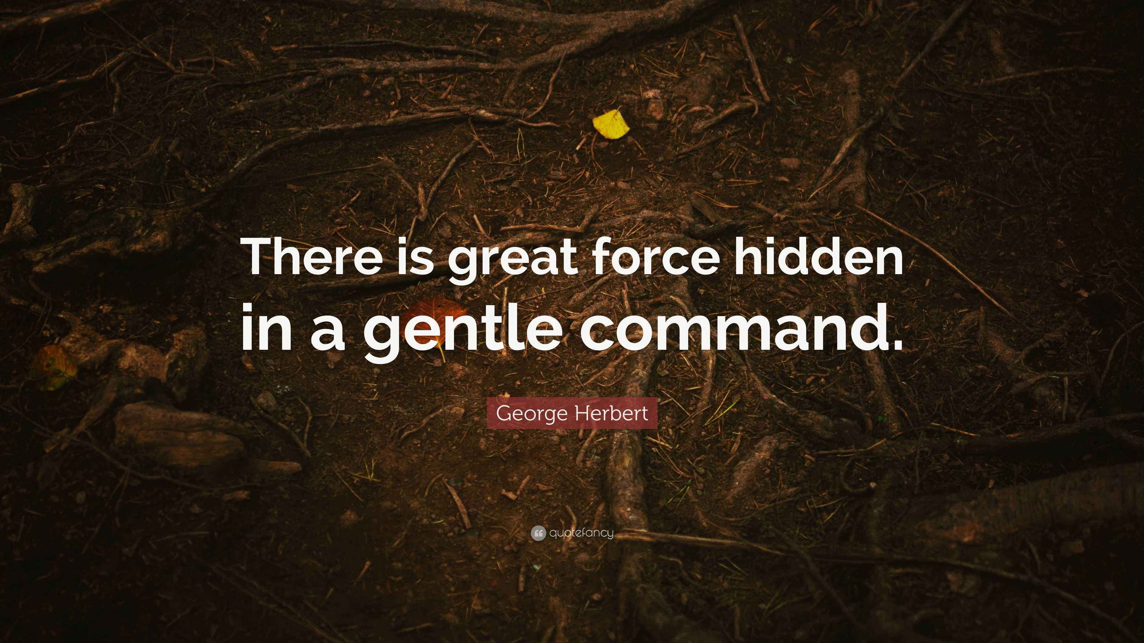 George Herbert Quote: “There is great force hidden in a gentle command.”