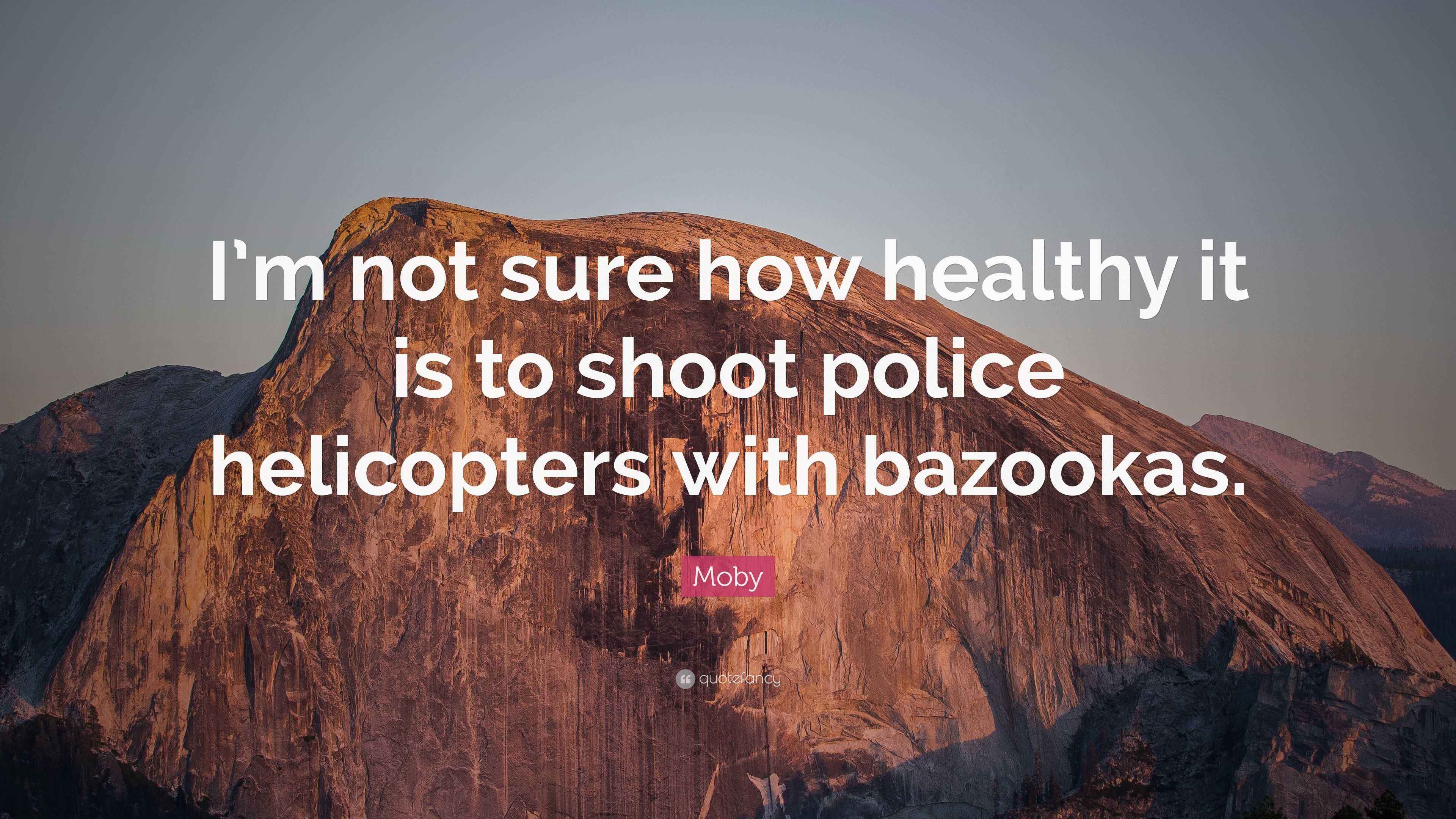 Moby Quote: “I’m not sure how healthy it is to shoot police helicopters ...