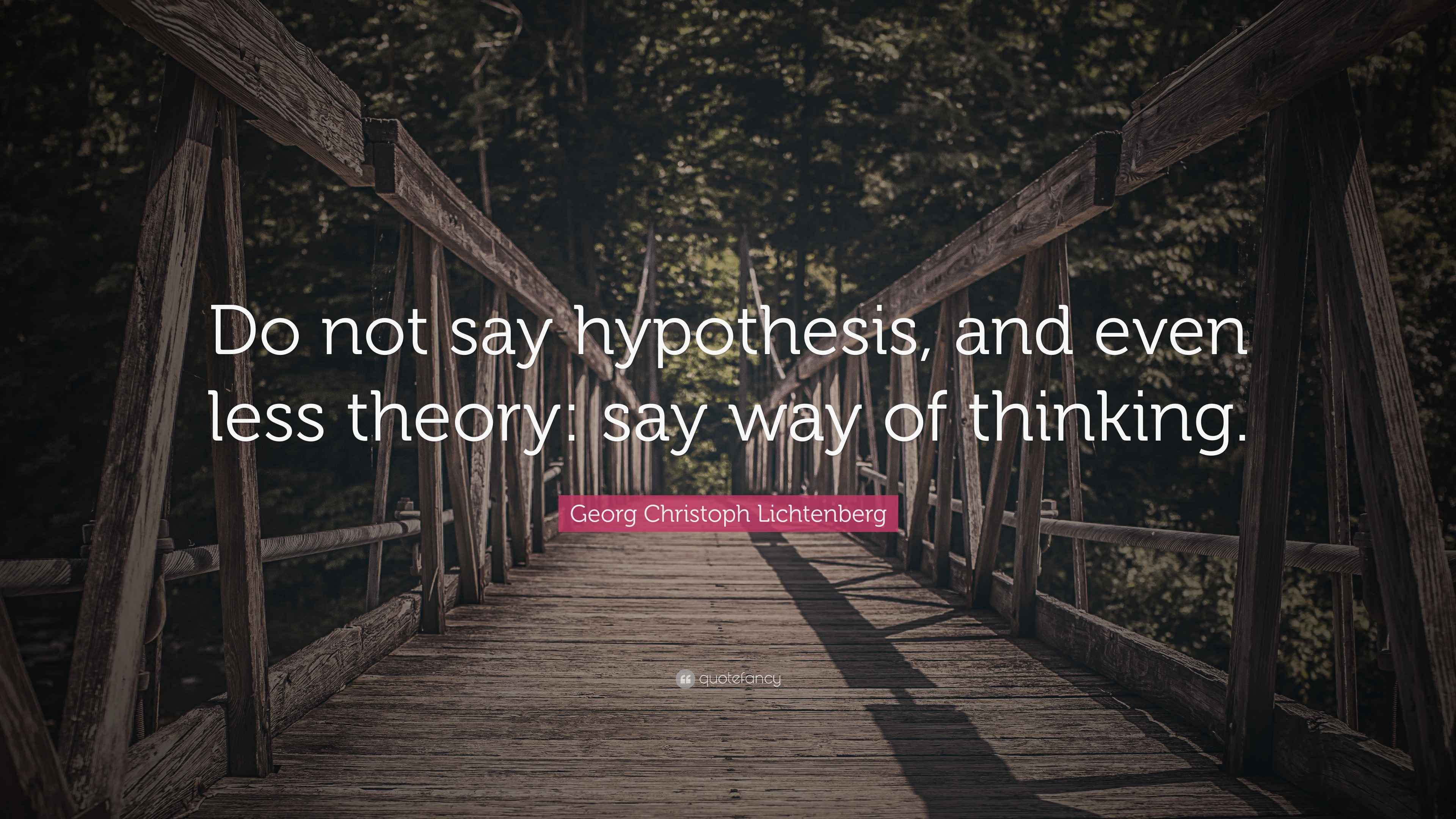 Georg Christoph Lichtenberg Quote: “Do not say hypothesis, and even ...