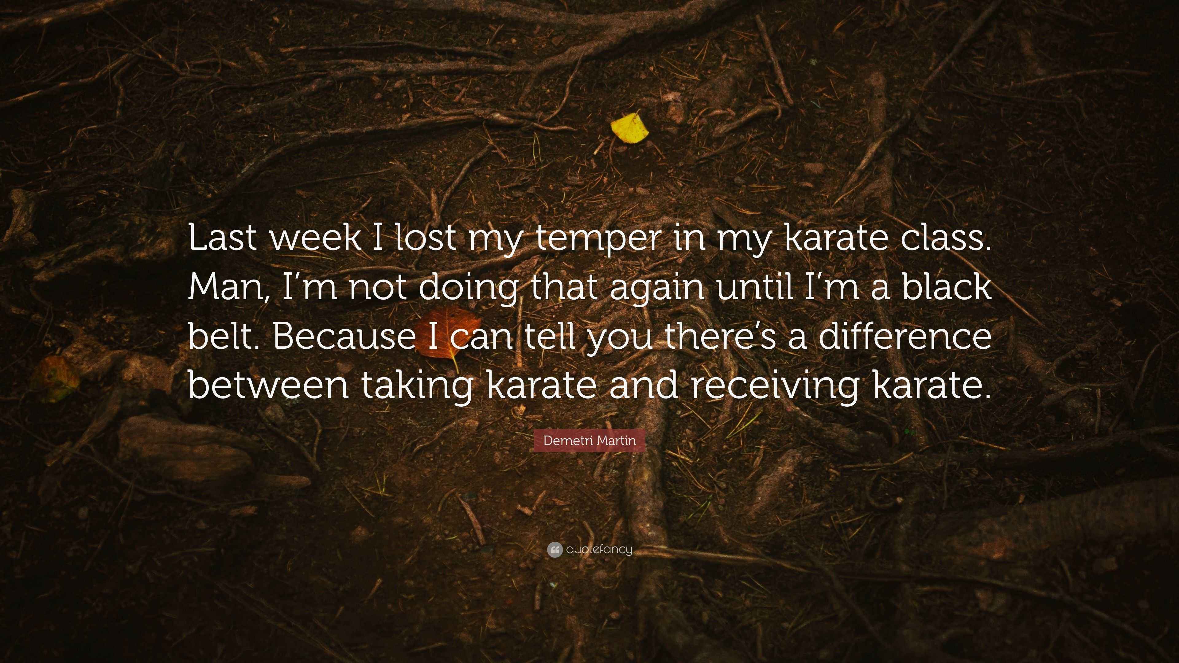 Demetri Martin Quote: “Last week I lost my temper in my karate class ...