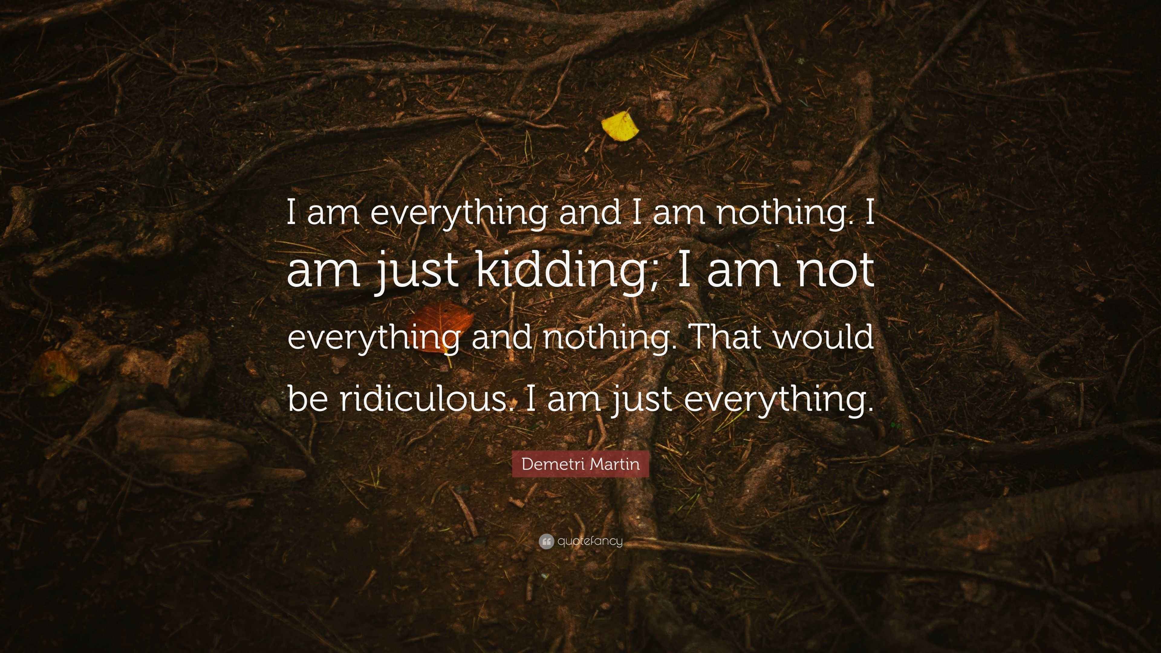 Demetri Martin Quote: “I am everything and I am nothing. I am just ...