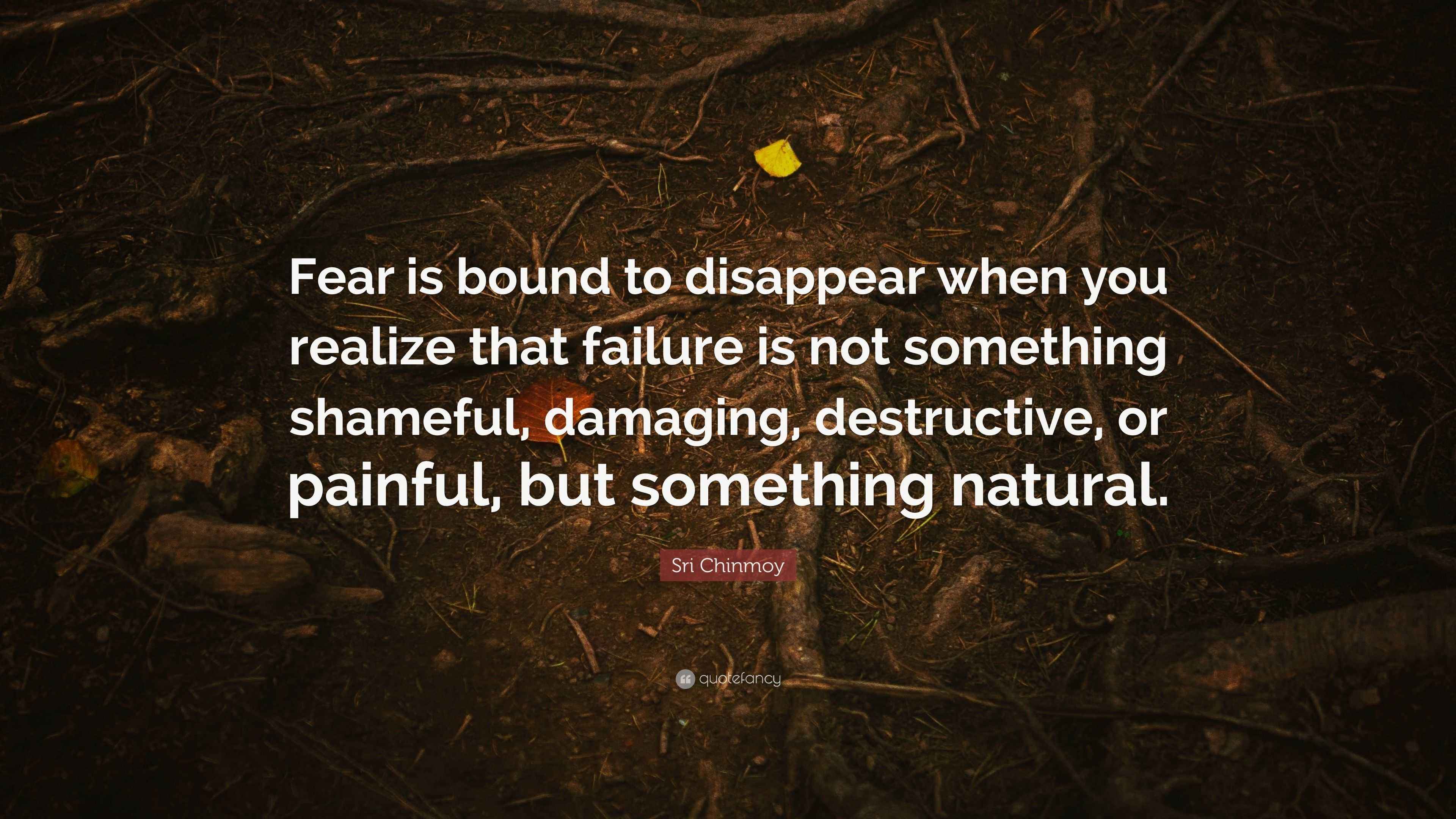 Sri Chinmoy Quote: “Fear is bound to disappear when you realize that ...