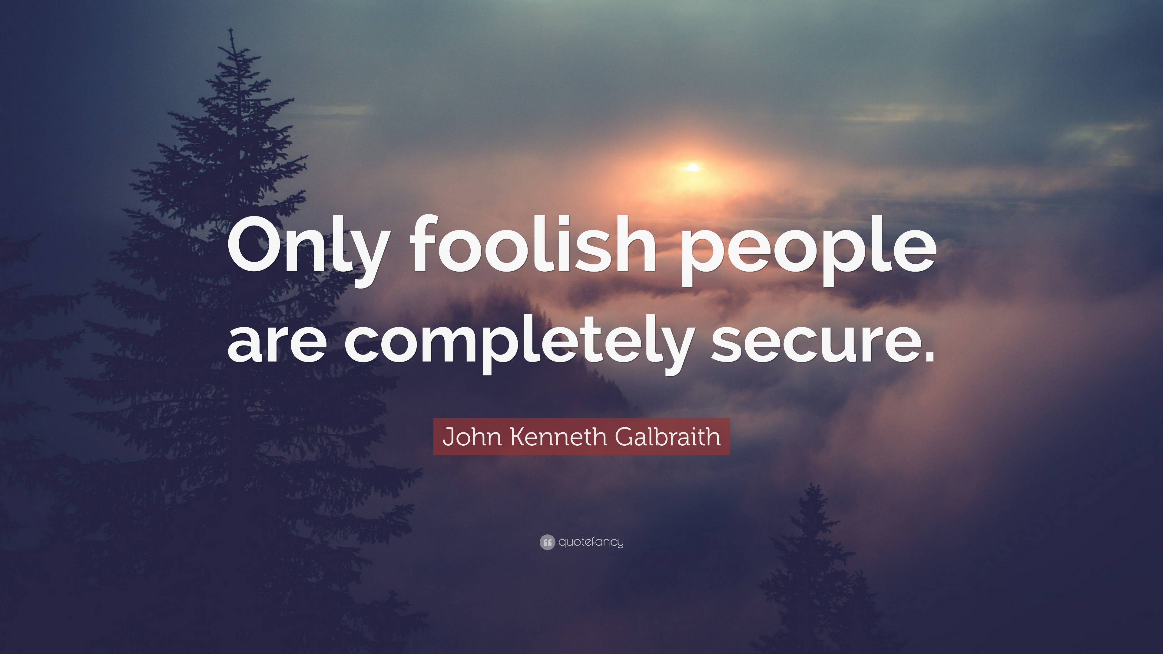 John Kenneth Galbraith Quote: “Only foolish people are completely secure.”