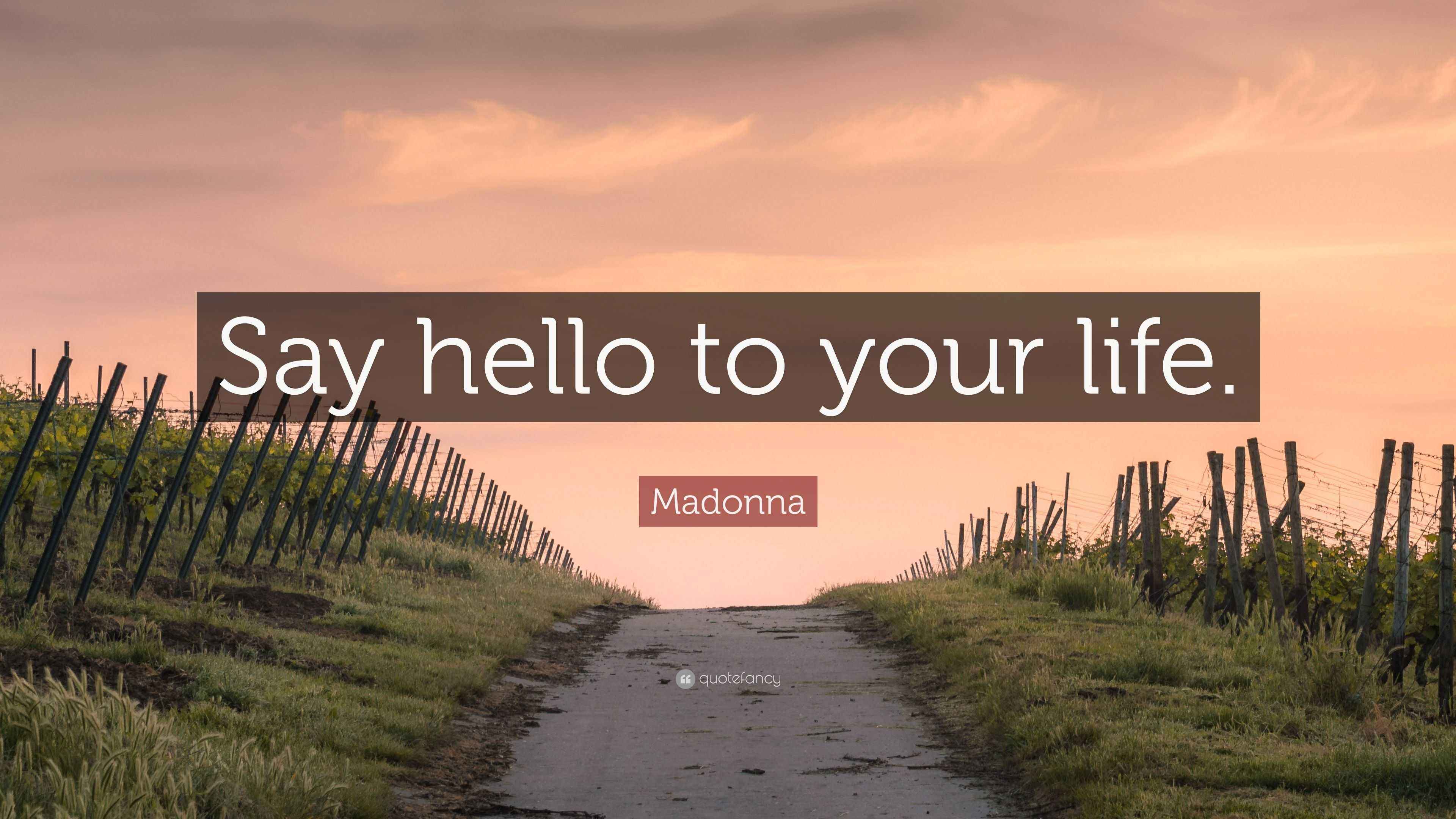 Madonna Quote: “Say hello to your life.”