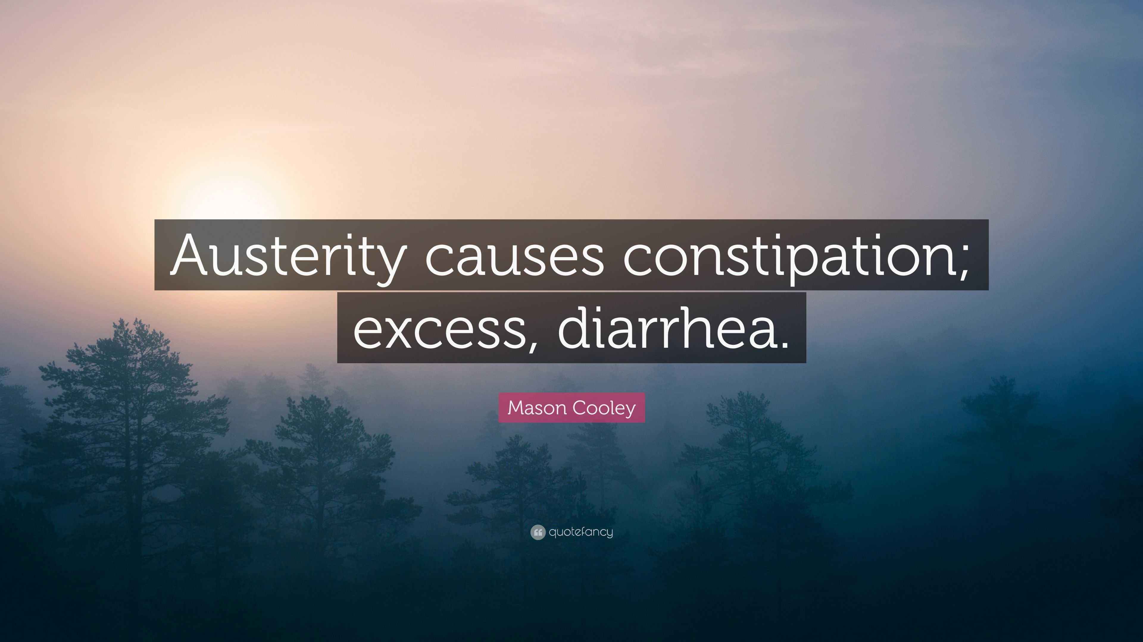 Mason Cooley Quote: “Austerity causes constipation; excess, diarrhea.”