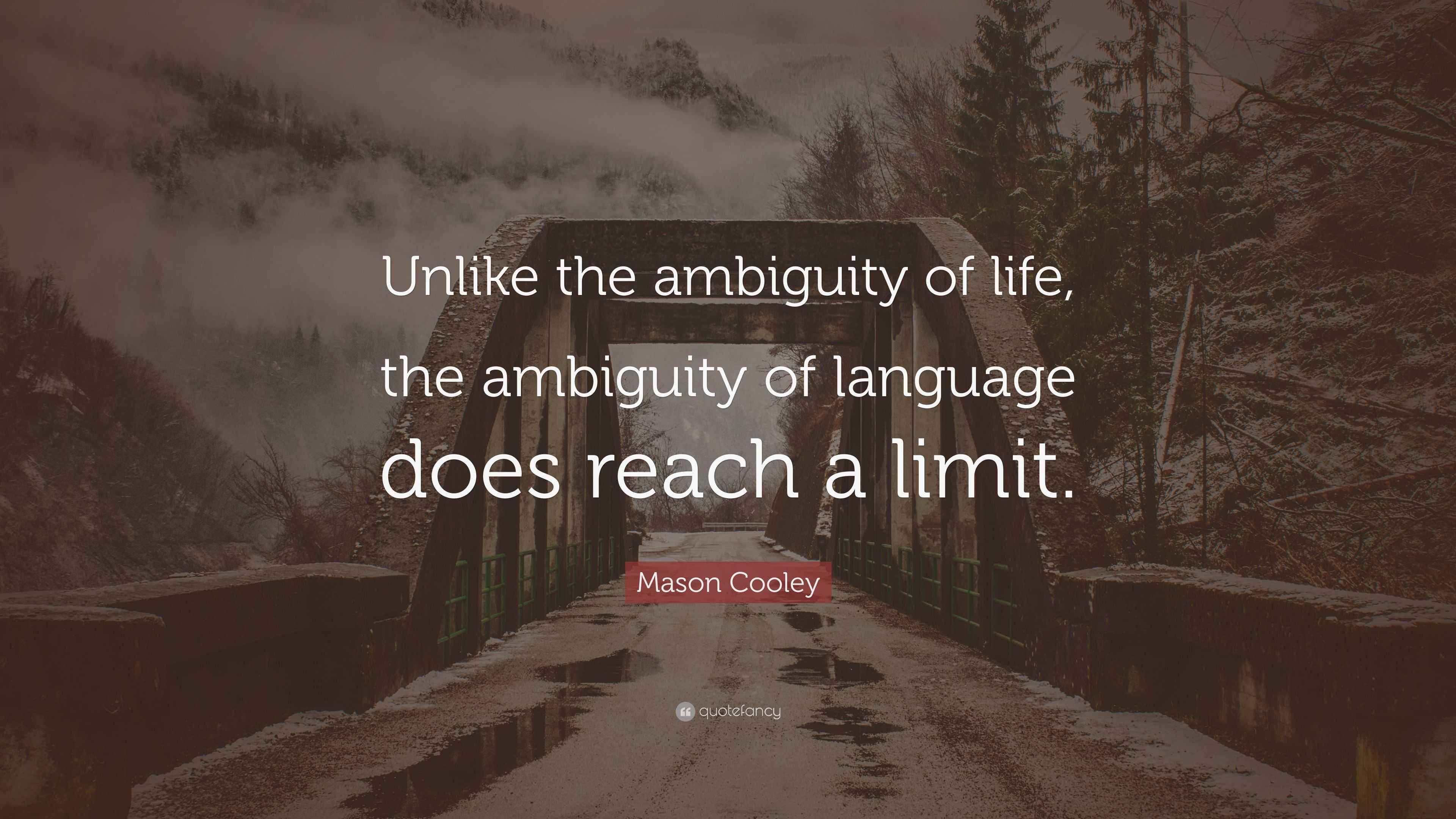 Mason Cooley Quote: “Unlike the ambiguity of life, the ambiguity of ...