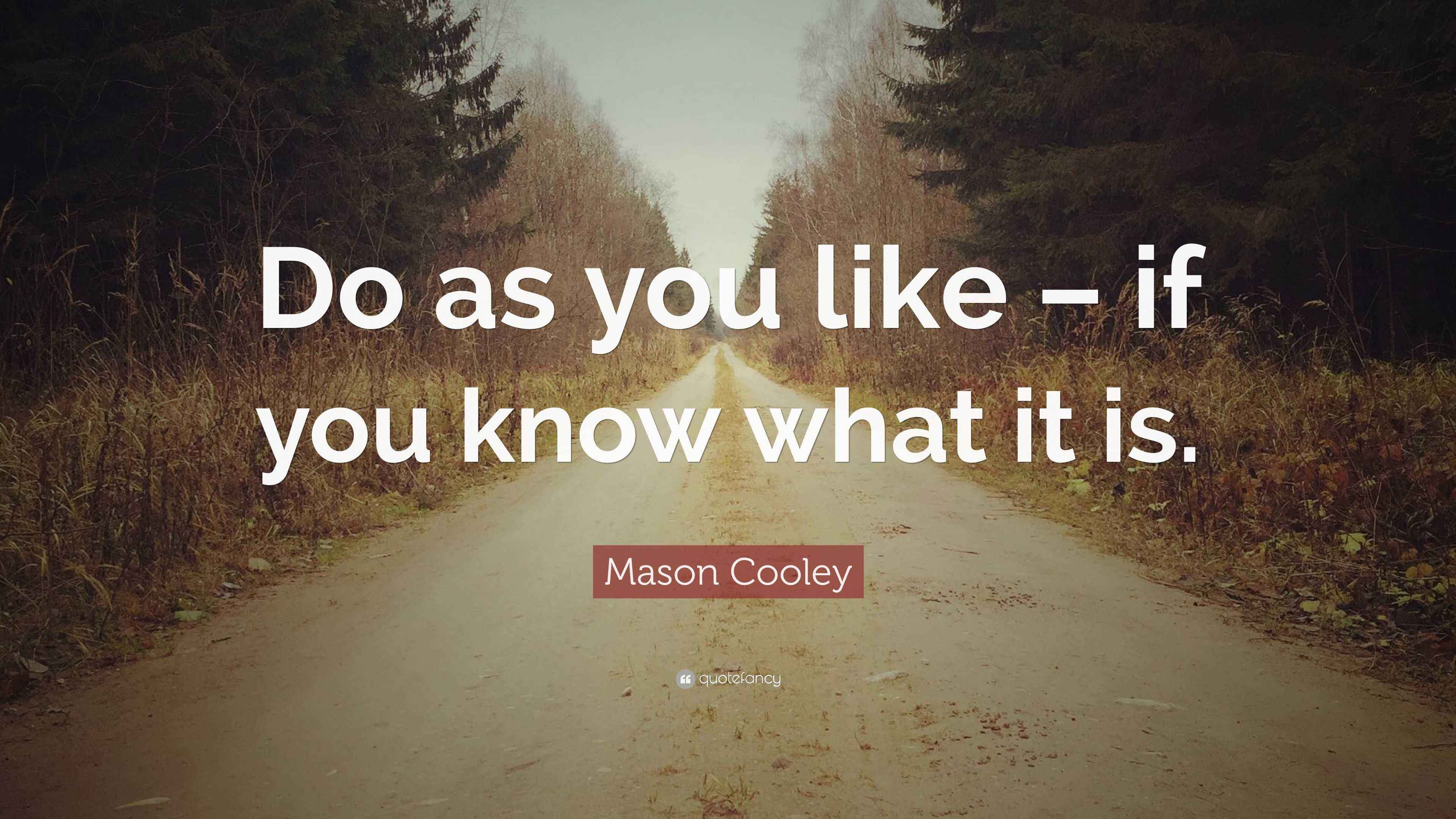 Mason Cooley Quote: “Do as you like – if you know what it is.”