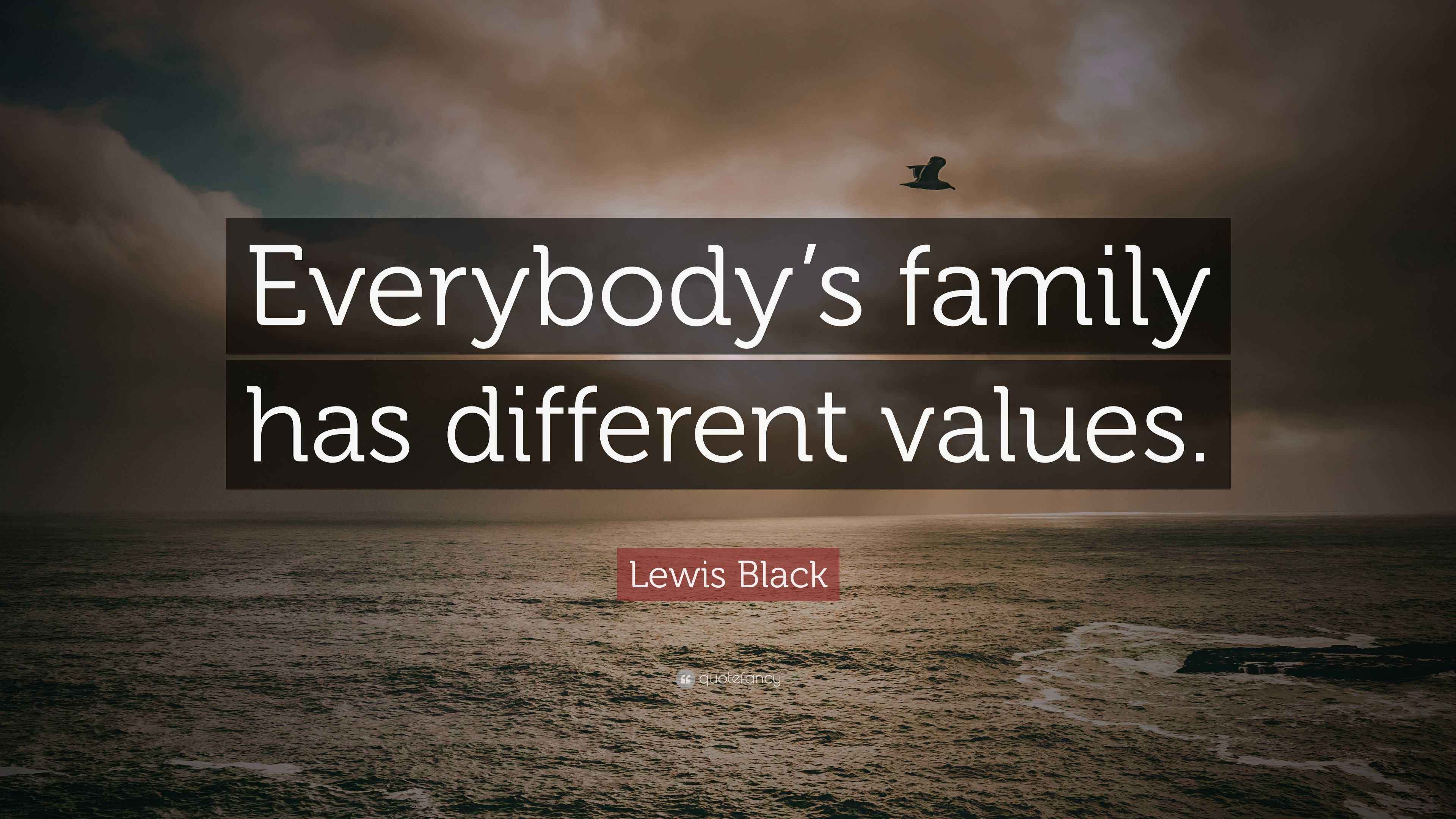 Lewis Black Quote: “Everybody’s family has different values.”