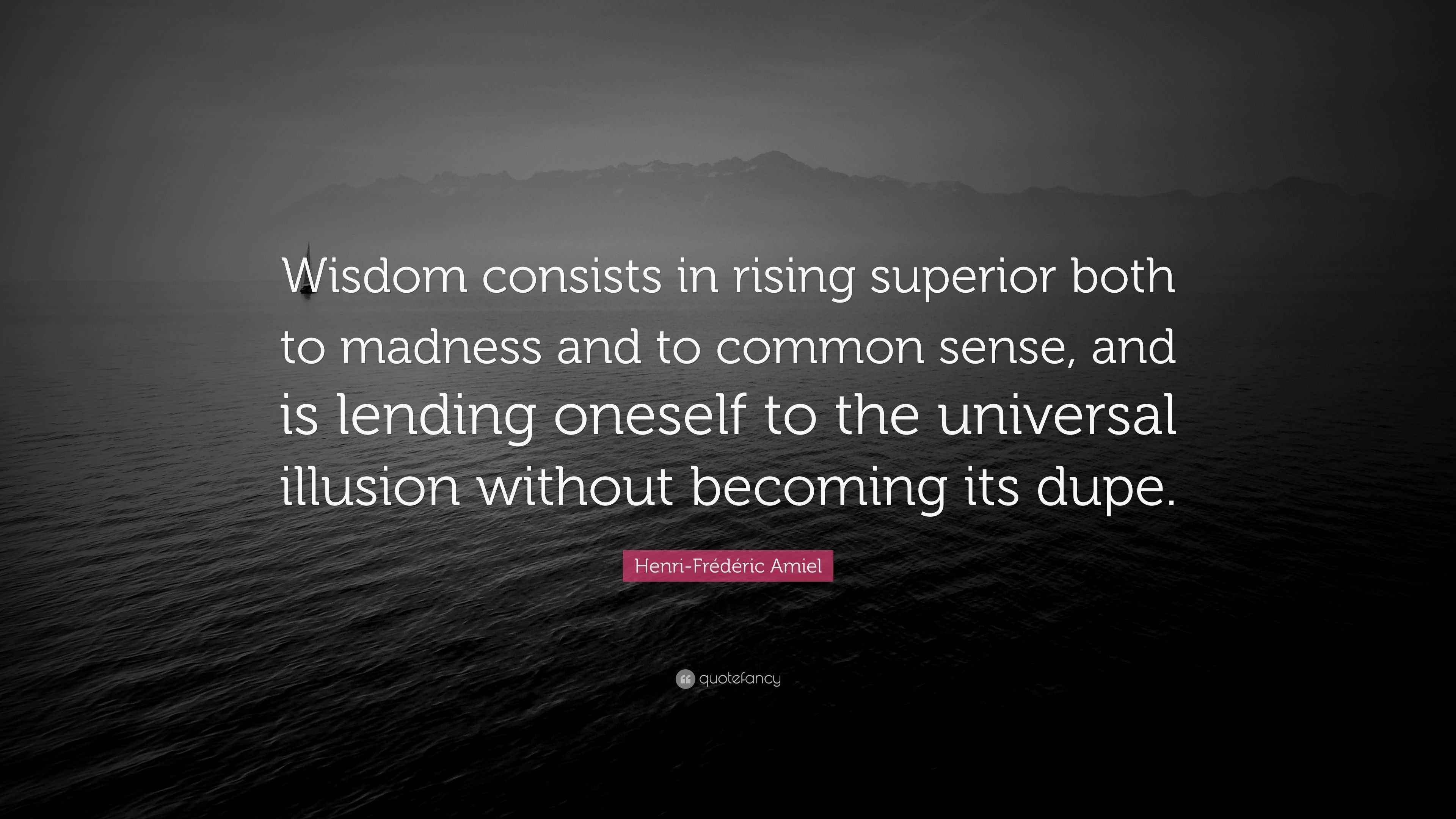 Henri-Frédéric Amiel Quote: “Wisdom consists in rising superior both to ...