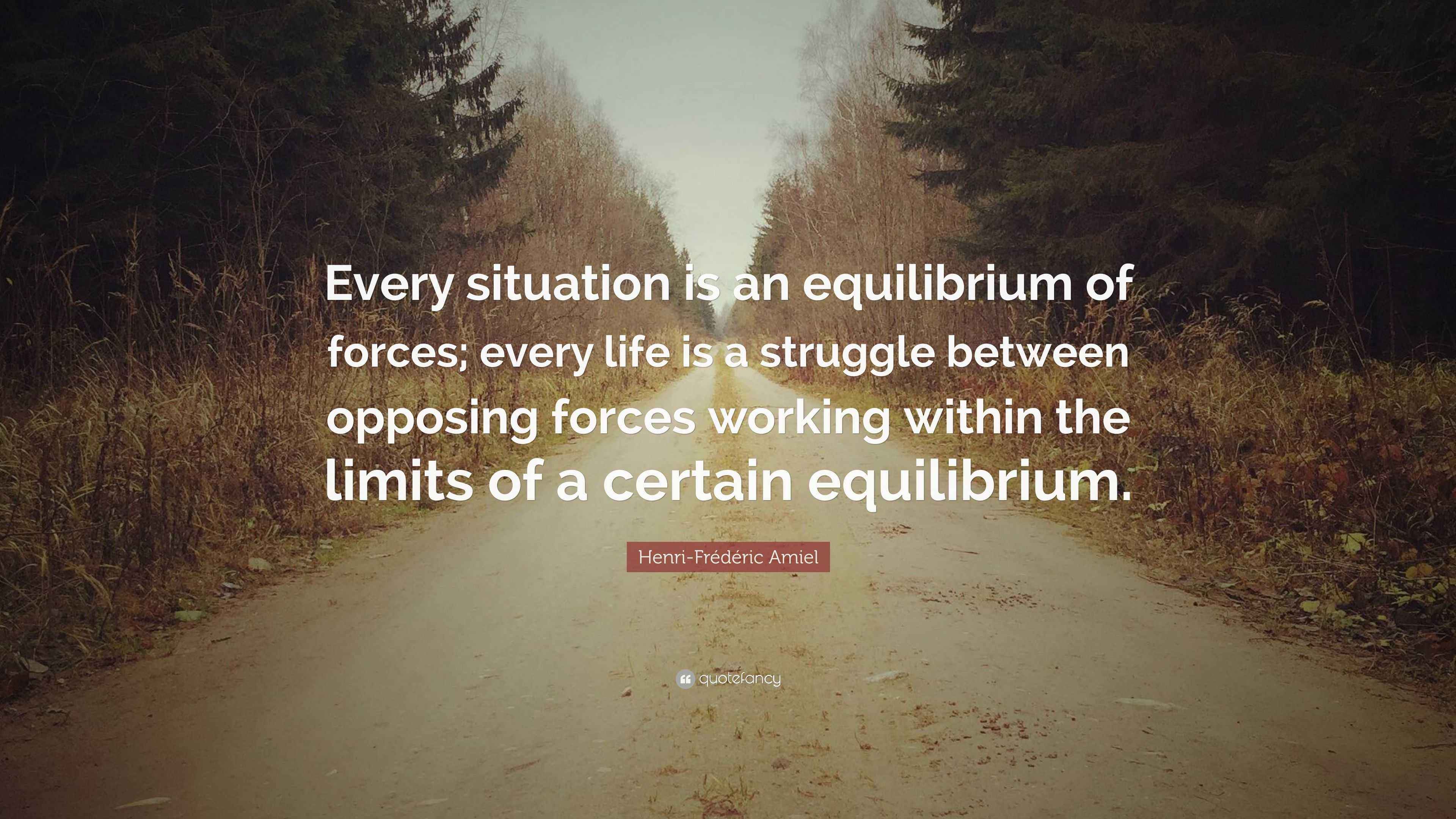 Henri-Frédéric Amiel Quote: “Every situation is an equilibrium of ...