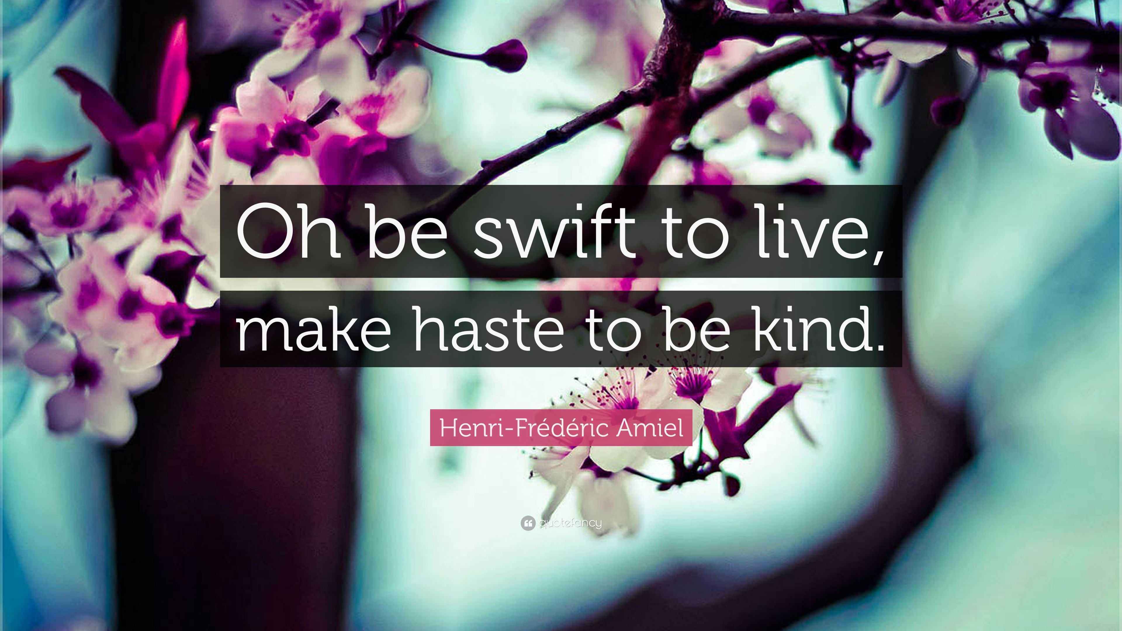 Henri-Frédéric Amiel Quote: “Oh be swift to live, make haste to be kind.”