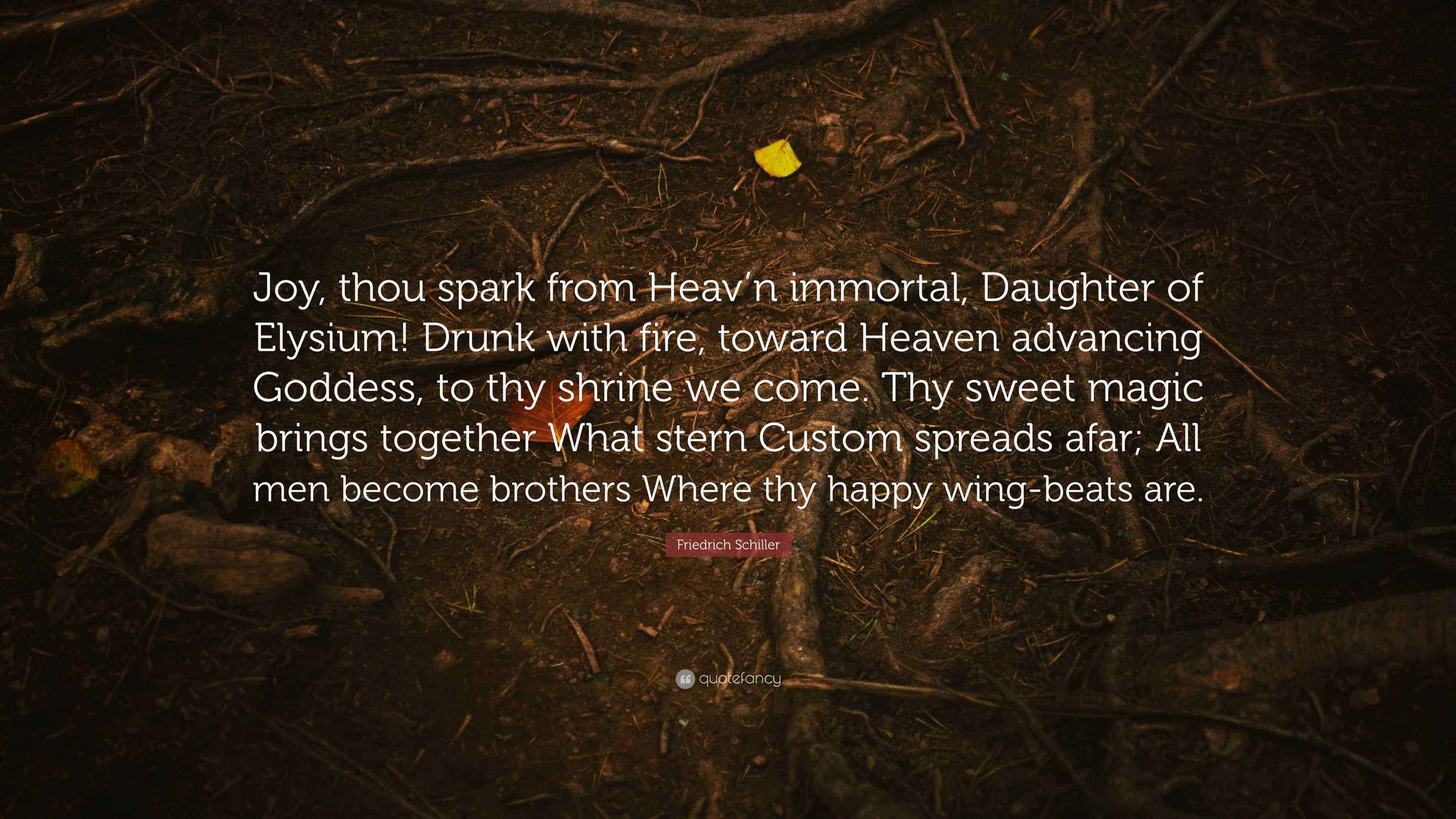 Friedrich Schiller Quote: “Joy, thou spark from Heav’n immortal ...