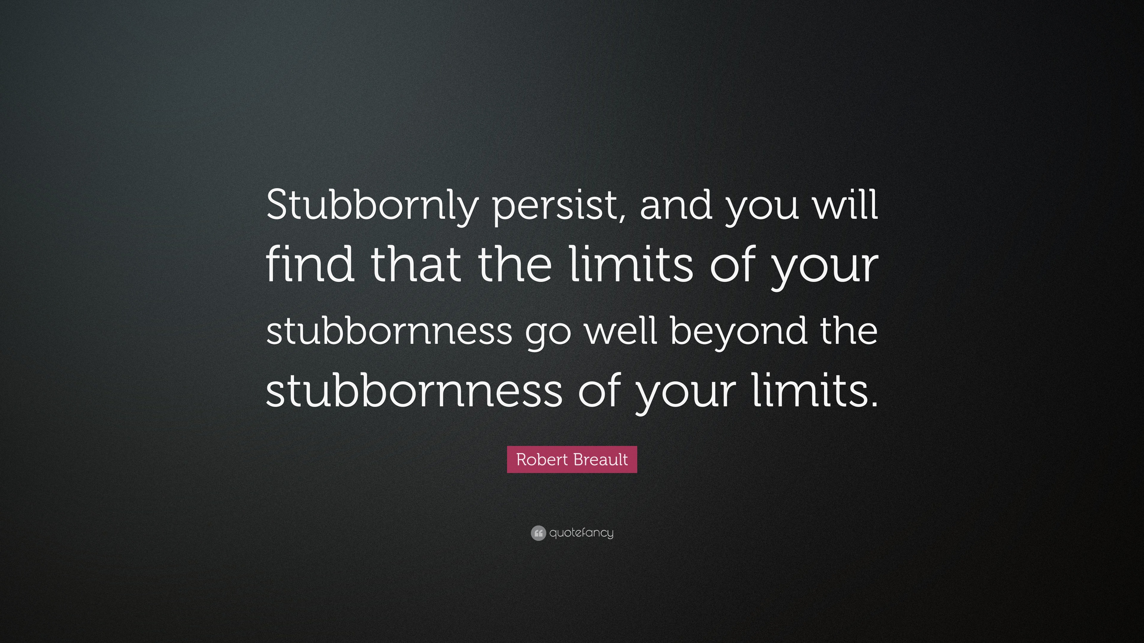 Robert Breault Quote: “Stubbornly persist, and you will find that the ...