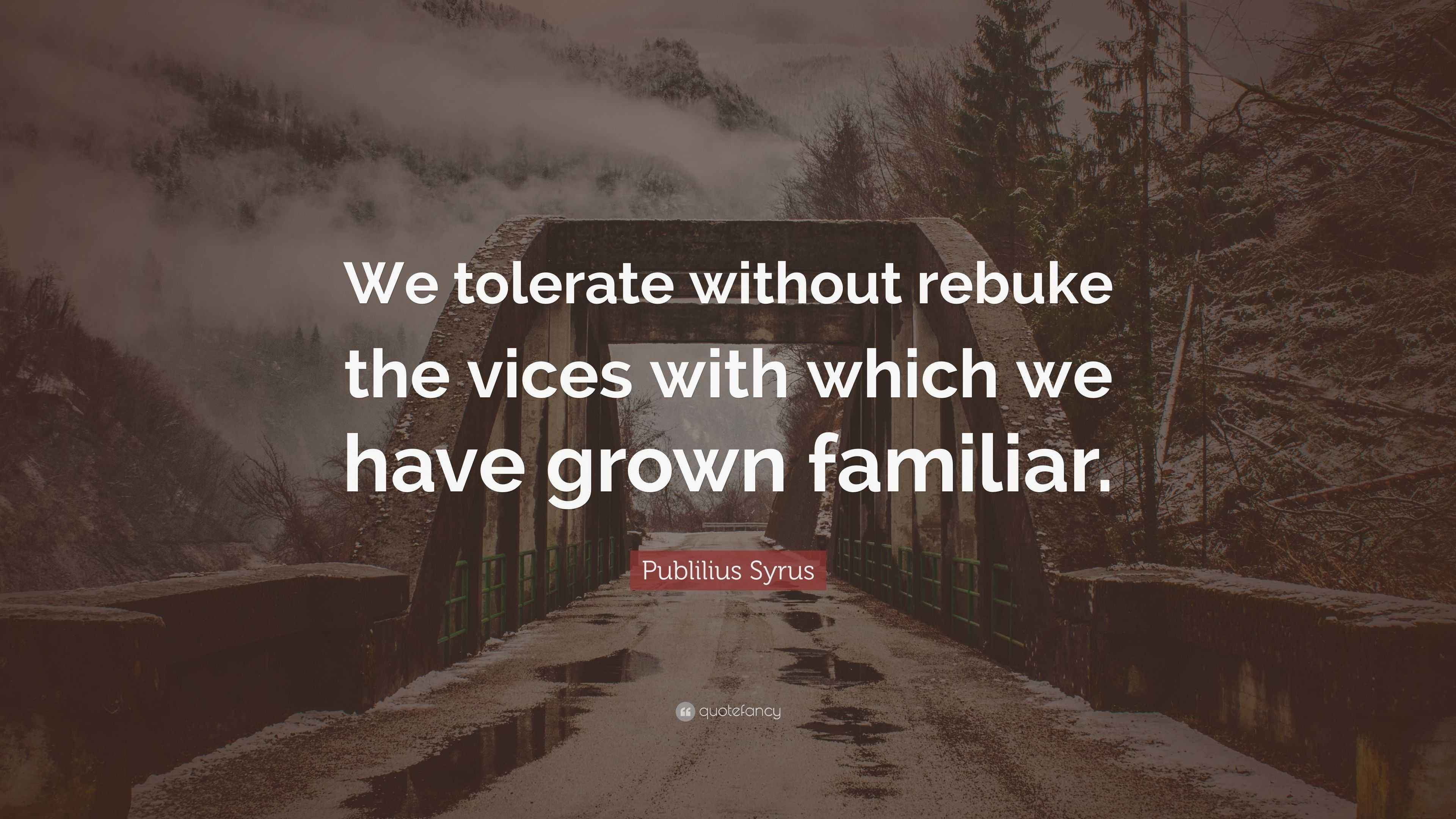 Publilius Syrus Quote: “We tolerate without rebuke the vices with which ...