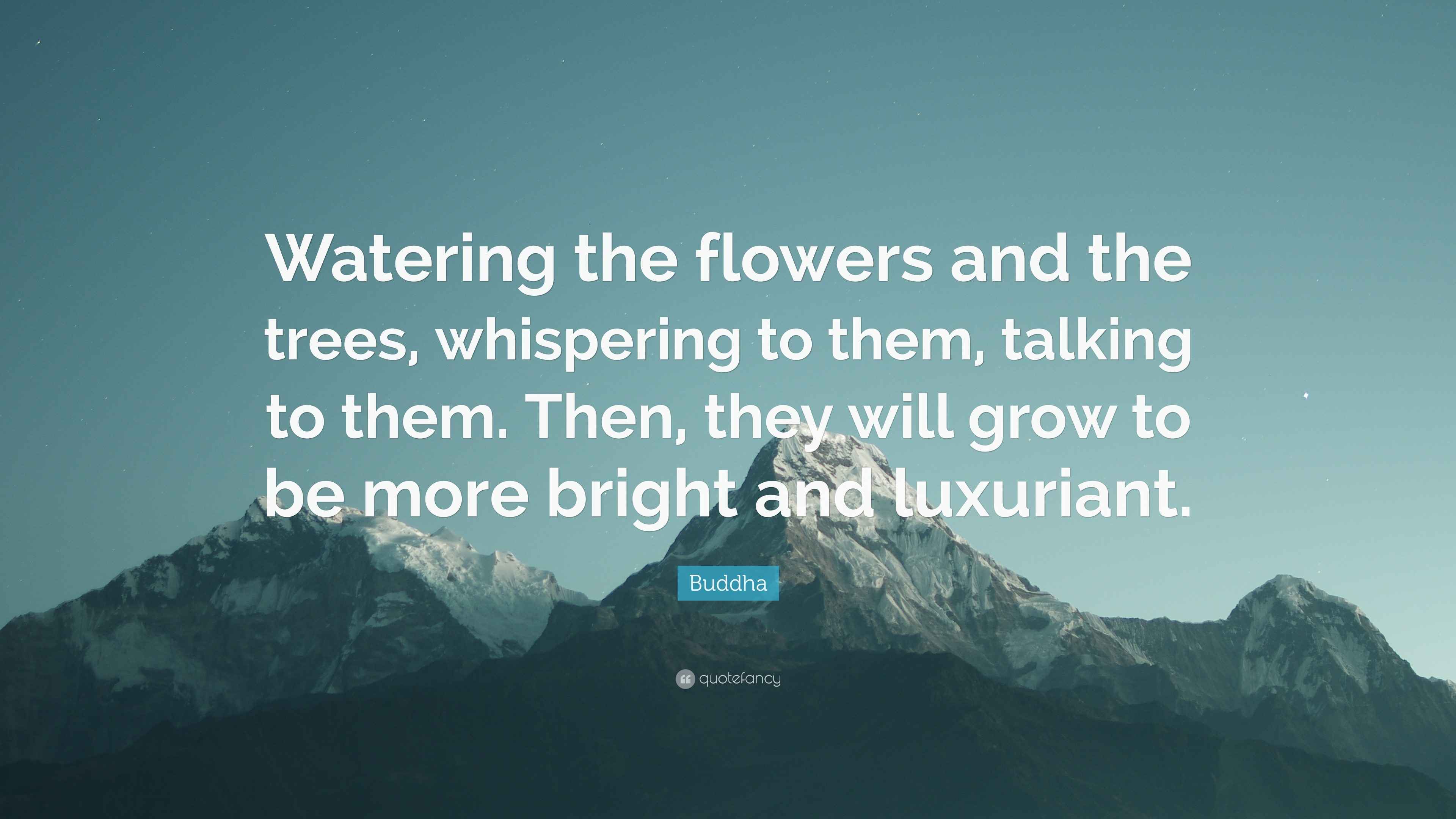 Buddha Quote: “Watering the flowers and the trees, whispering to them ...