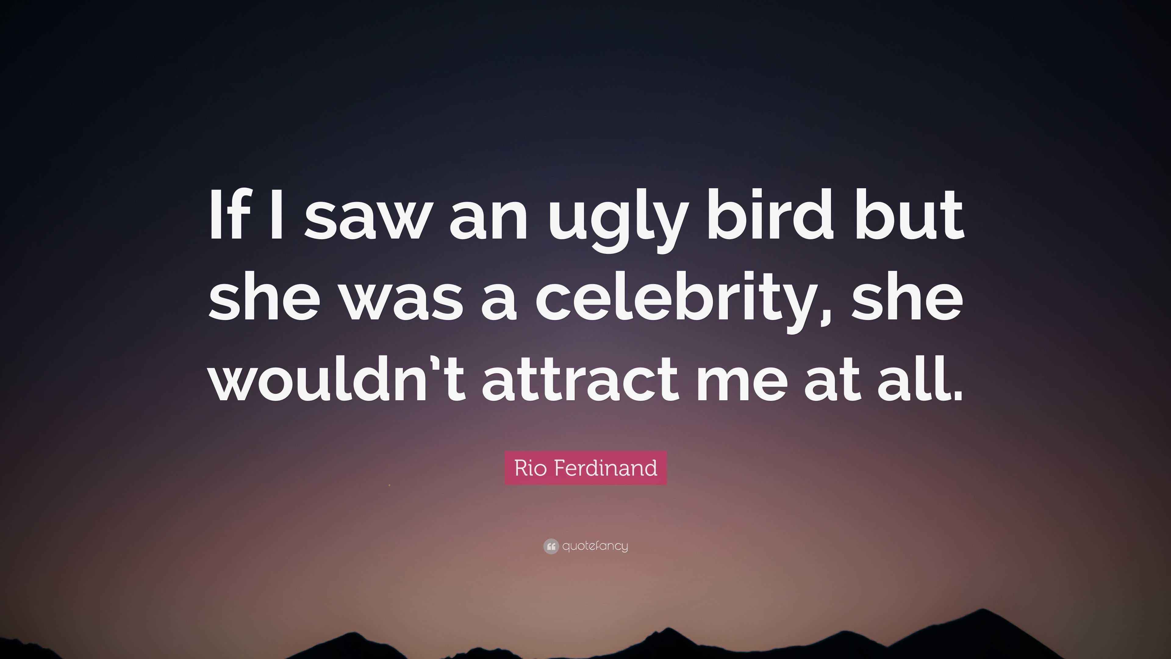 Rio Ferdinand Quote: “If I saw an ugly bird but she was a celebrity ...