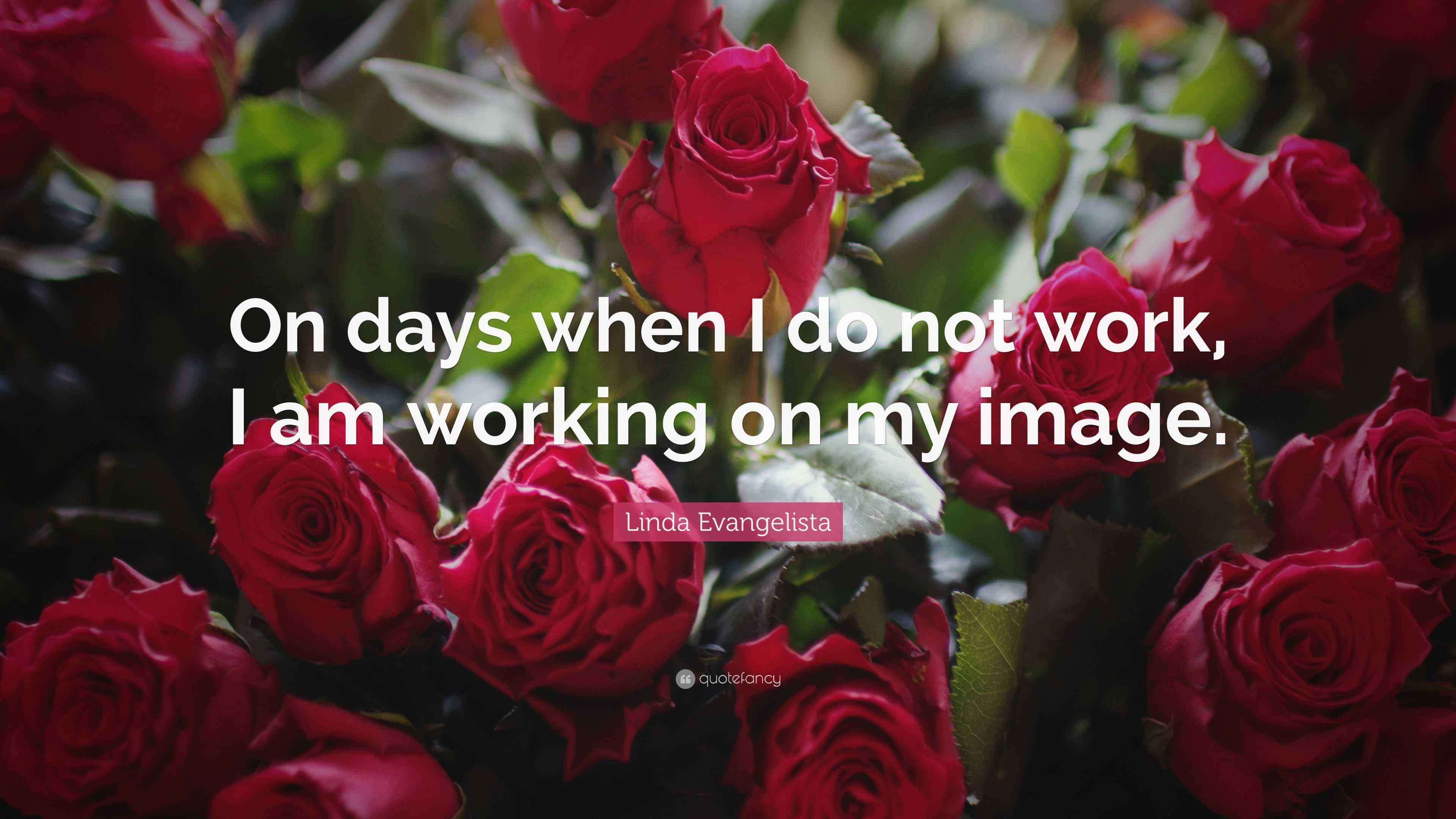 Linda Evangelista Quote: “On days when I do not work, I am working on ...