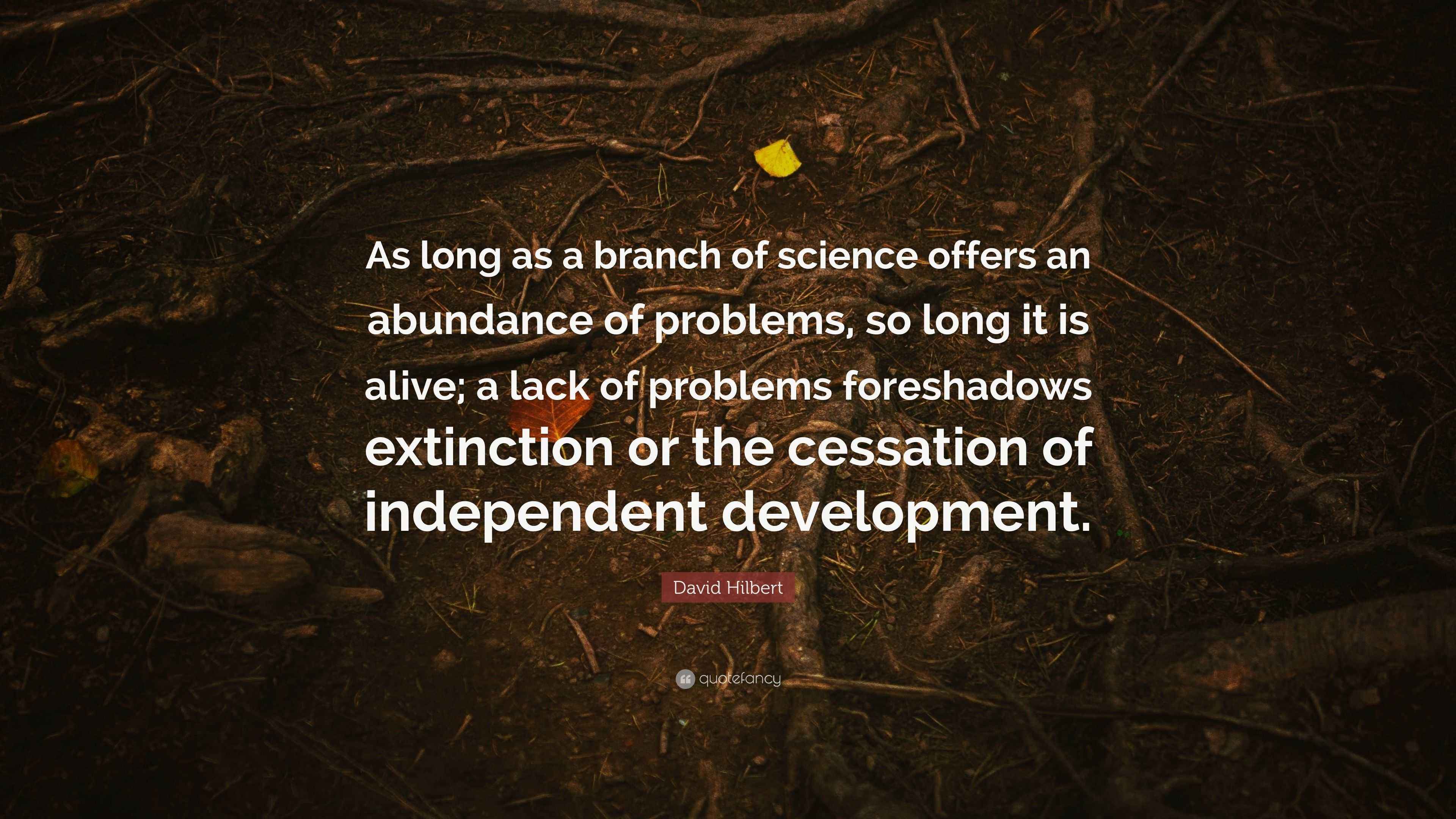 David Hilbert Quote: “As long as a branch of science offers an ...