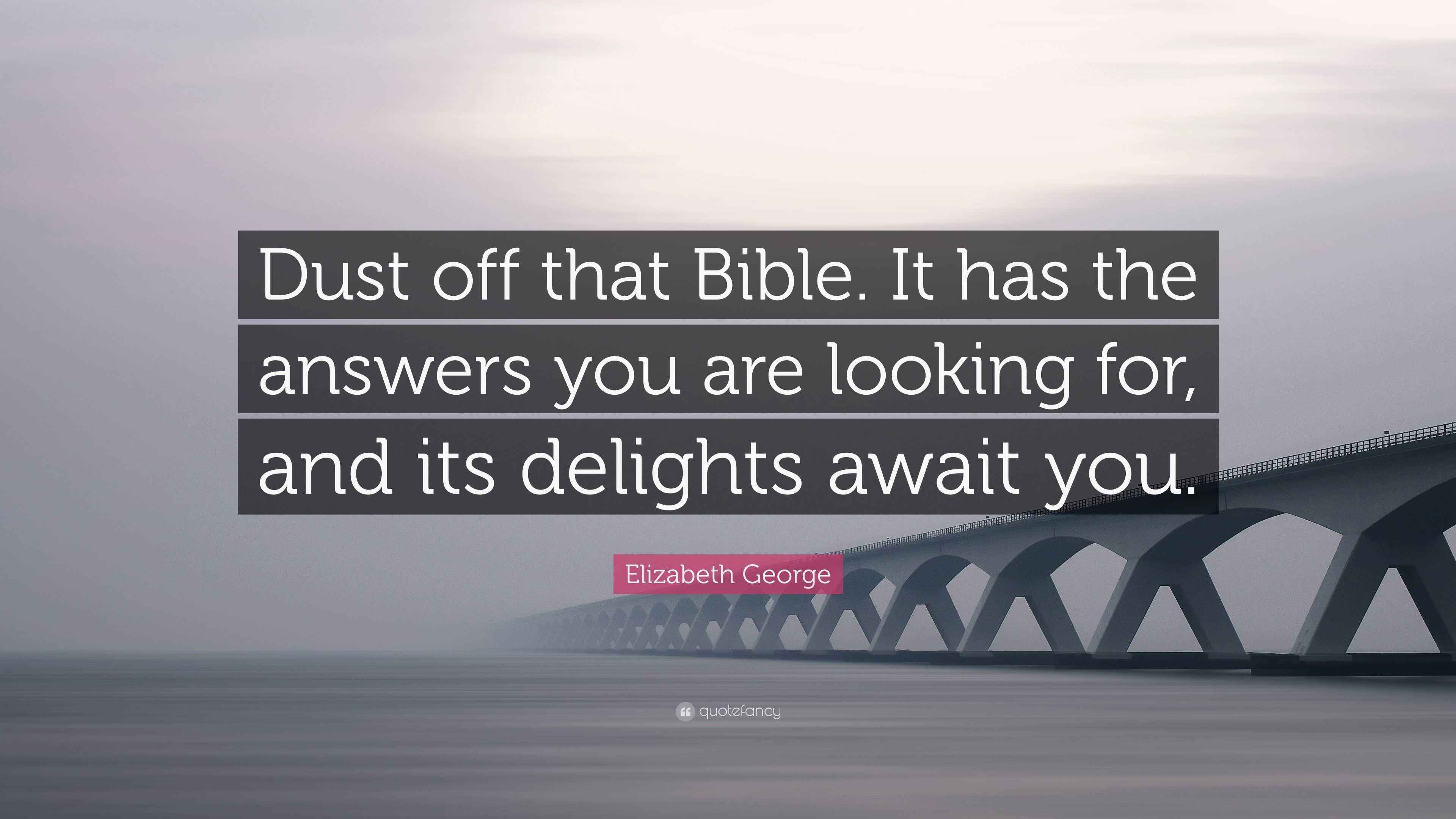 Elizabeth George Quote: “Dust off that Bible. It has the answers you ...
