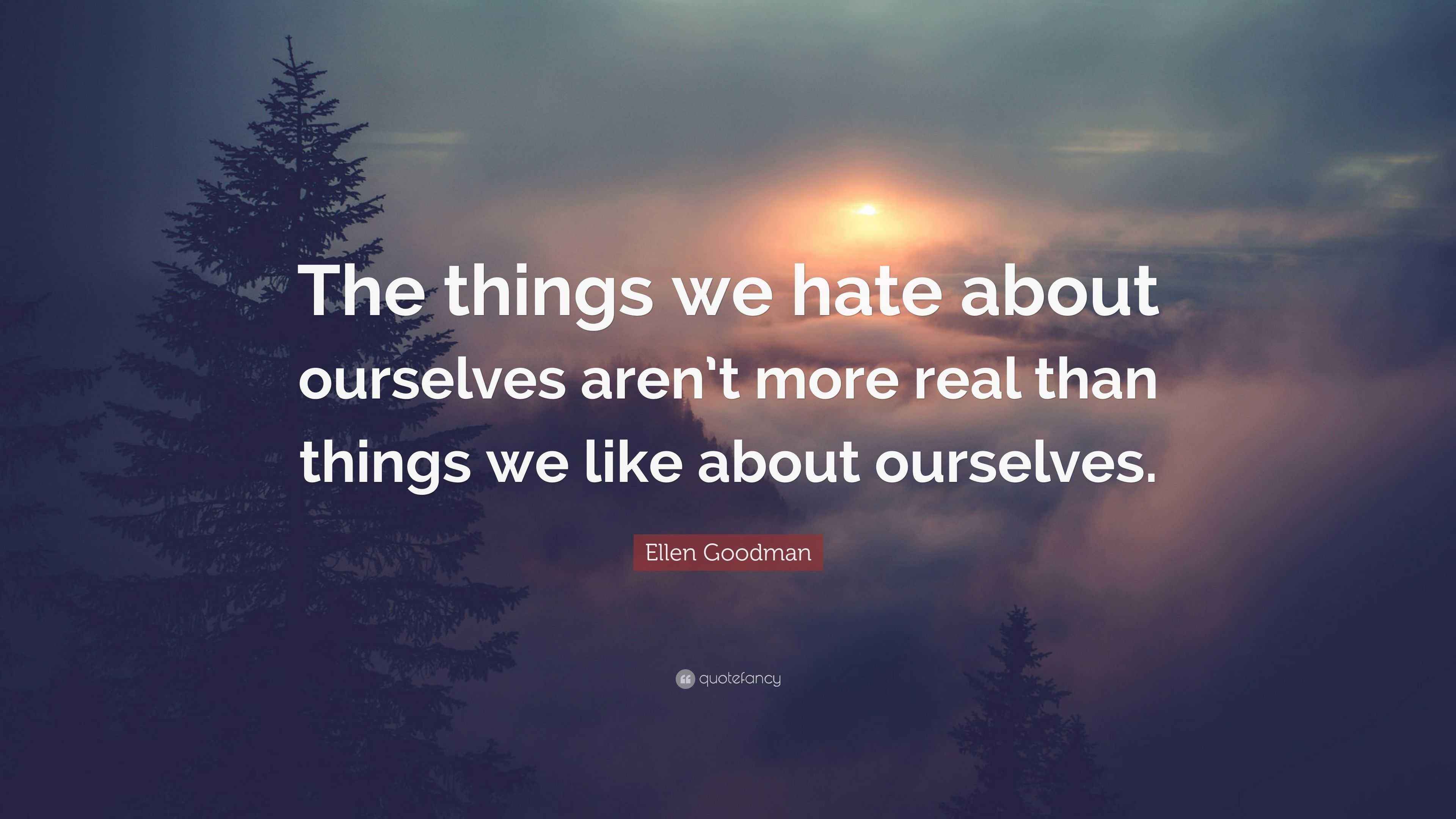 Ellen Goodman Quote: “The things we hate about ourselves aren’t more ...