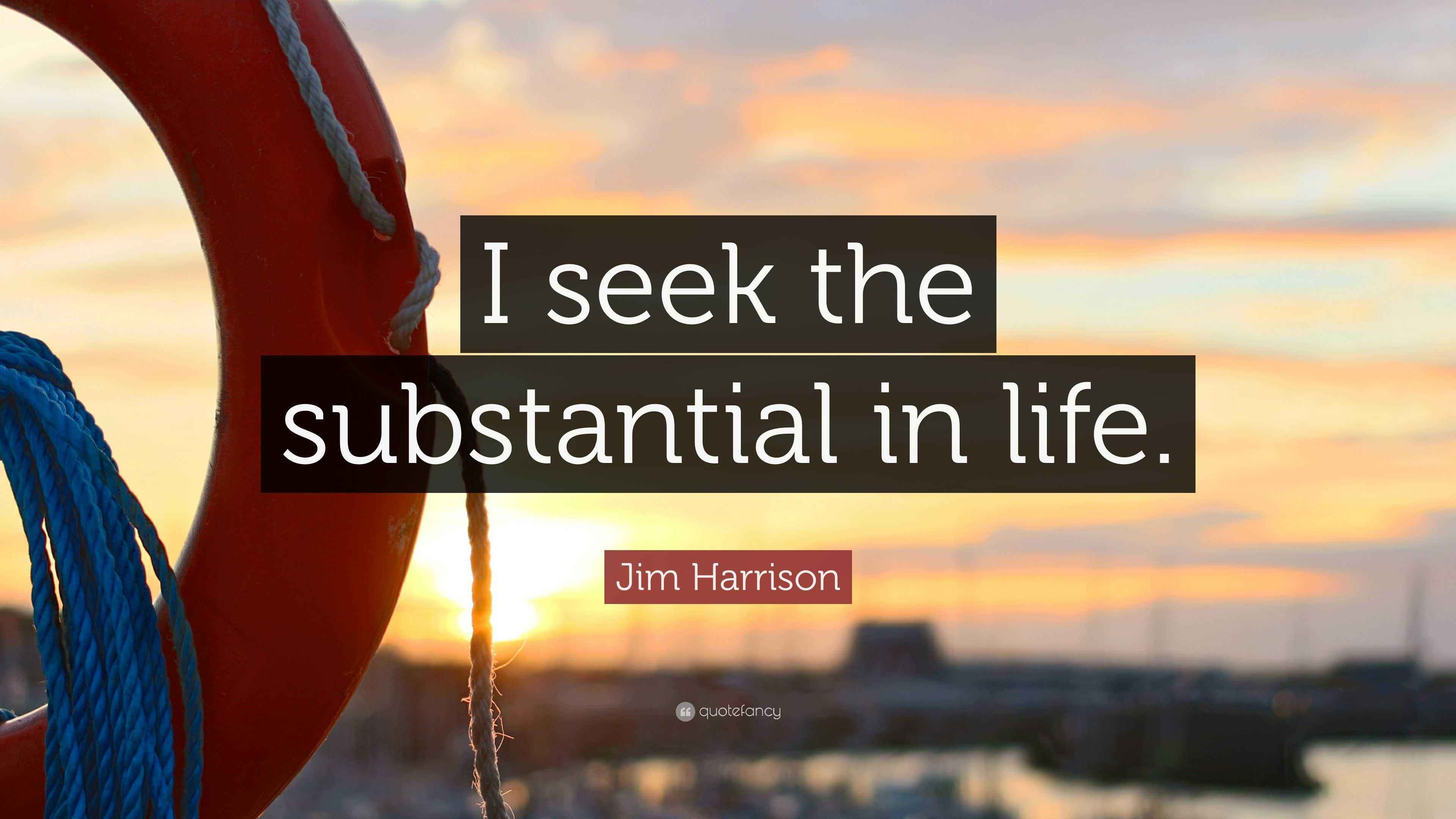Jim Harrison Quote: “I seek the substantial in life.”