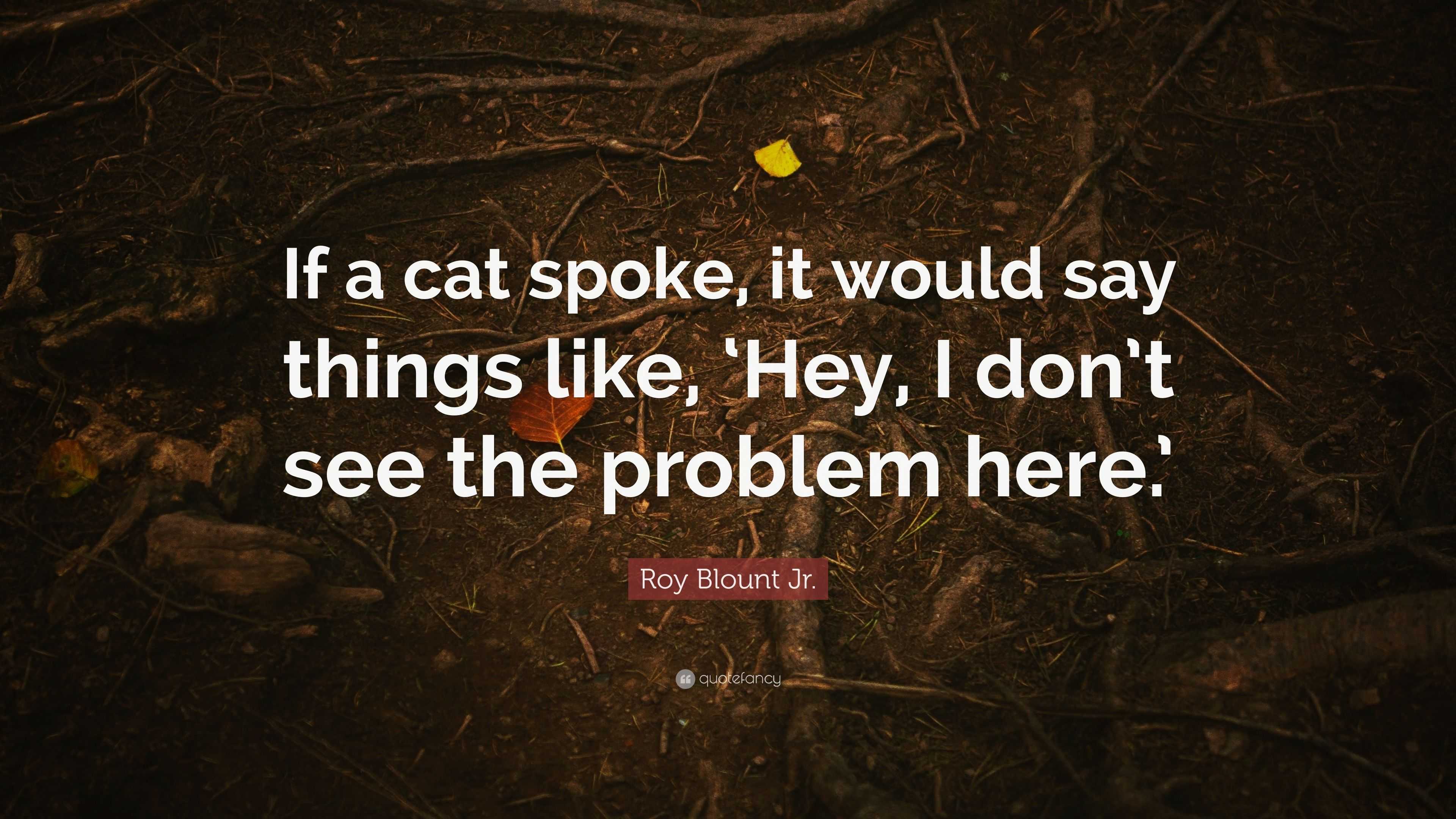 Roy Blount Jr. Quote: “If a cat spoke, it would say things like, ‘Hey ...