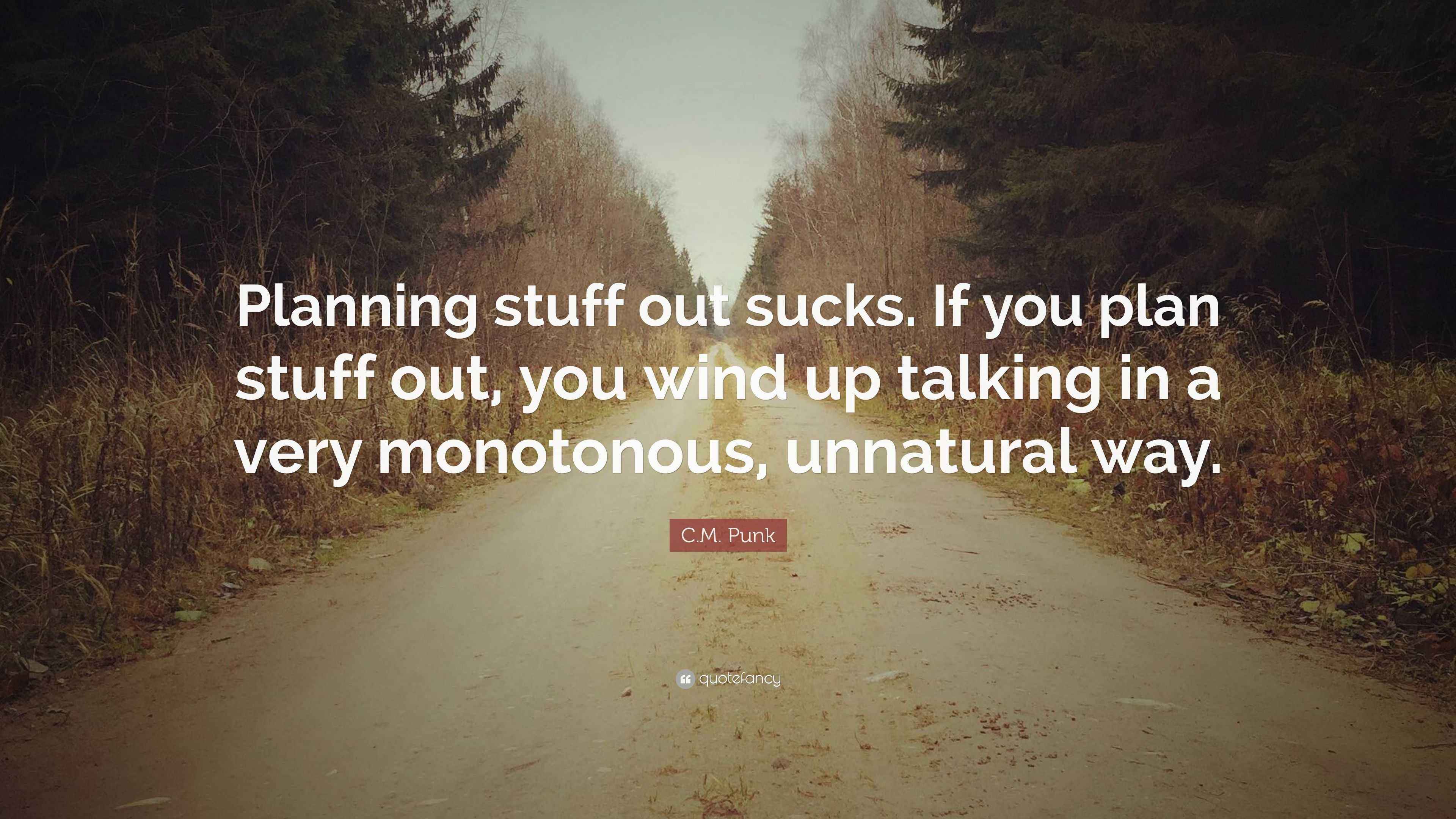 C.M. Punk Quote: “Planning stuff out sucks. If you plan stuff out, you ...