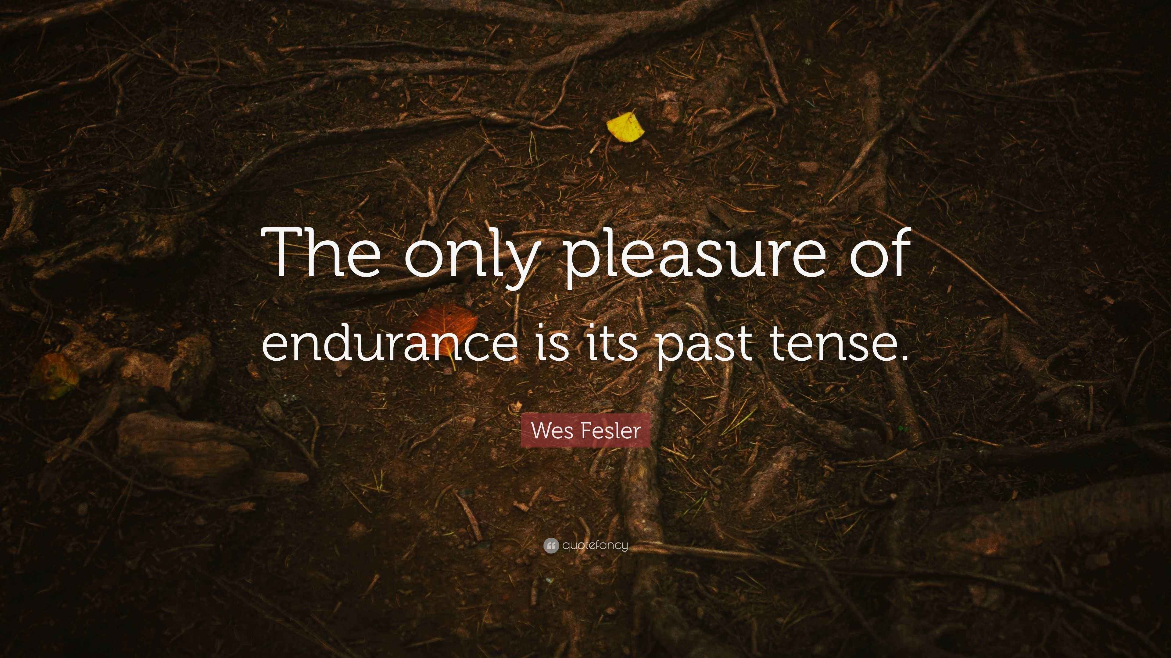 Wes Fesler Quote: “The only pleasure of endurance is its past tense.”
