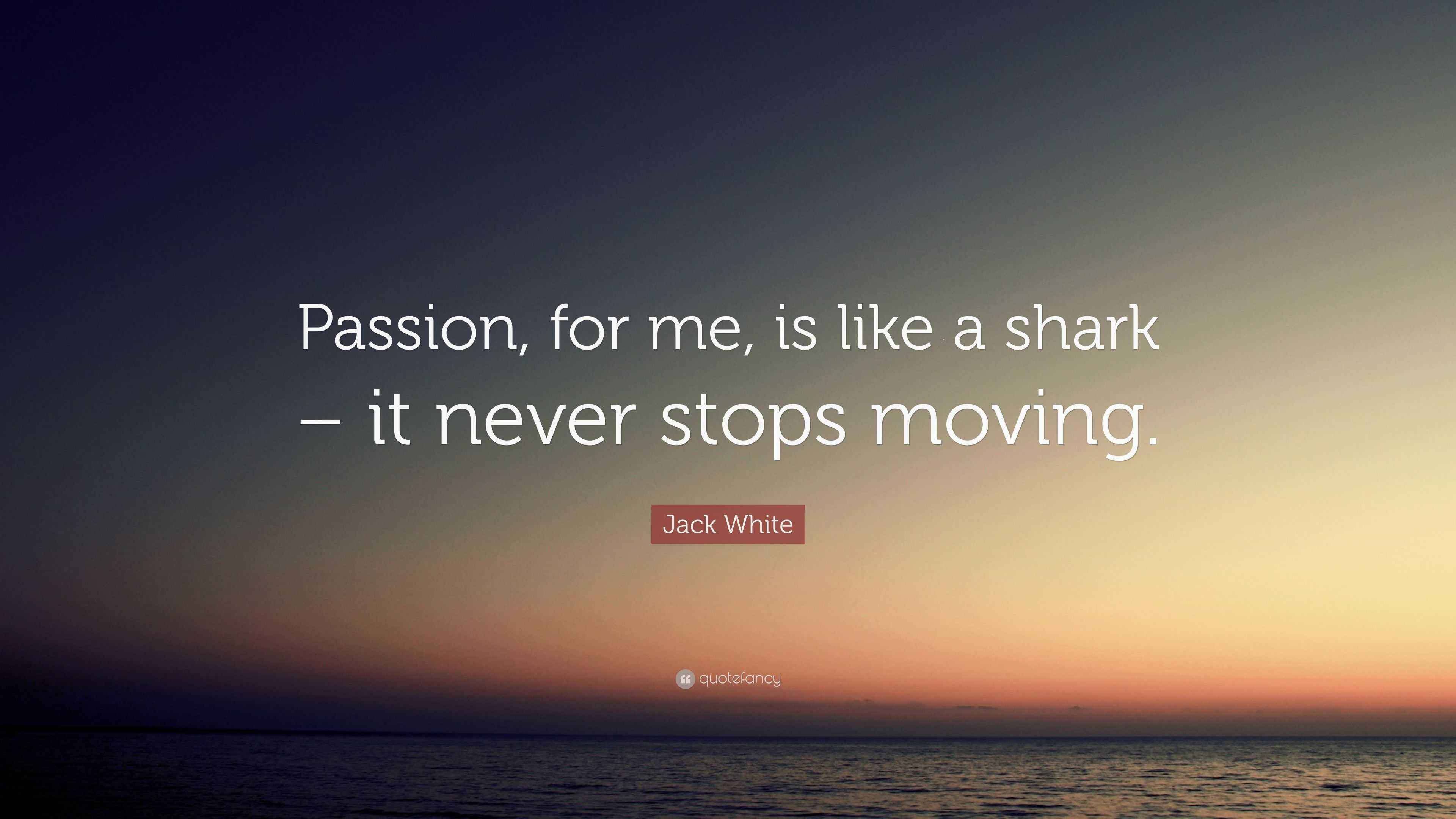 Jack White Quote: “Passion, for me, is like a shark – it never stops ...