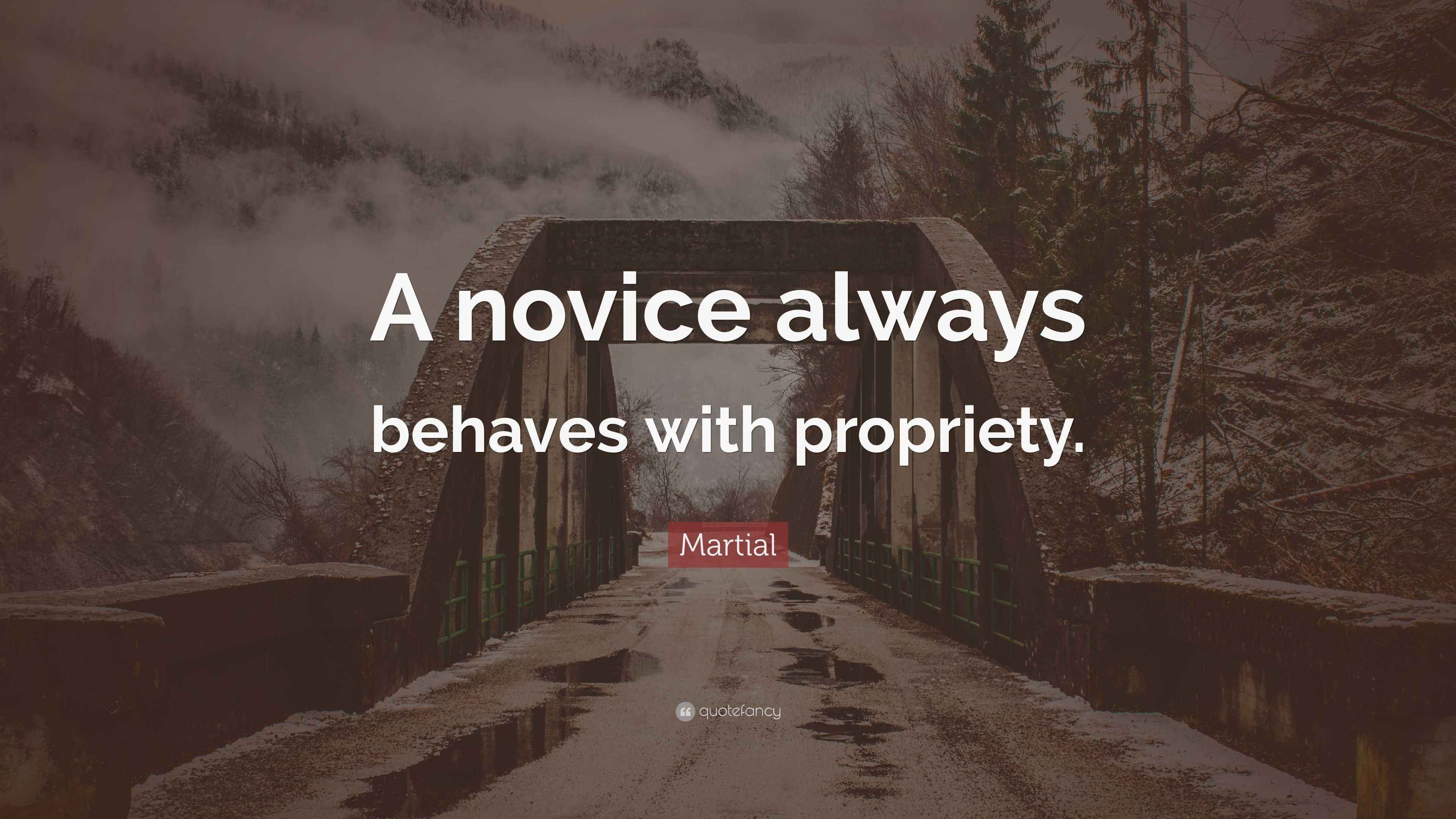 Martial Quote: “A novice always behaves with propriety.”