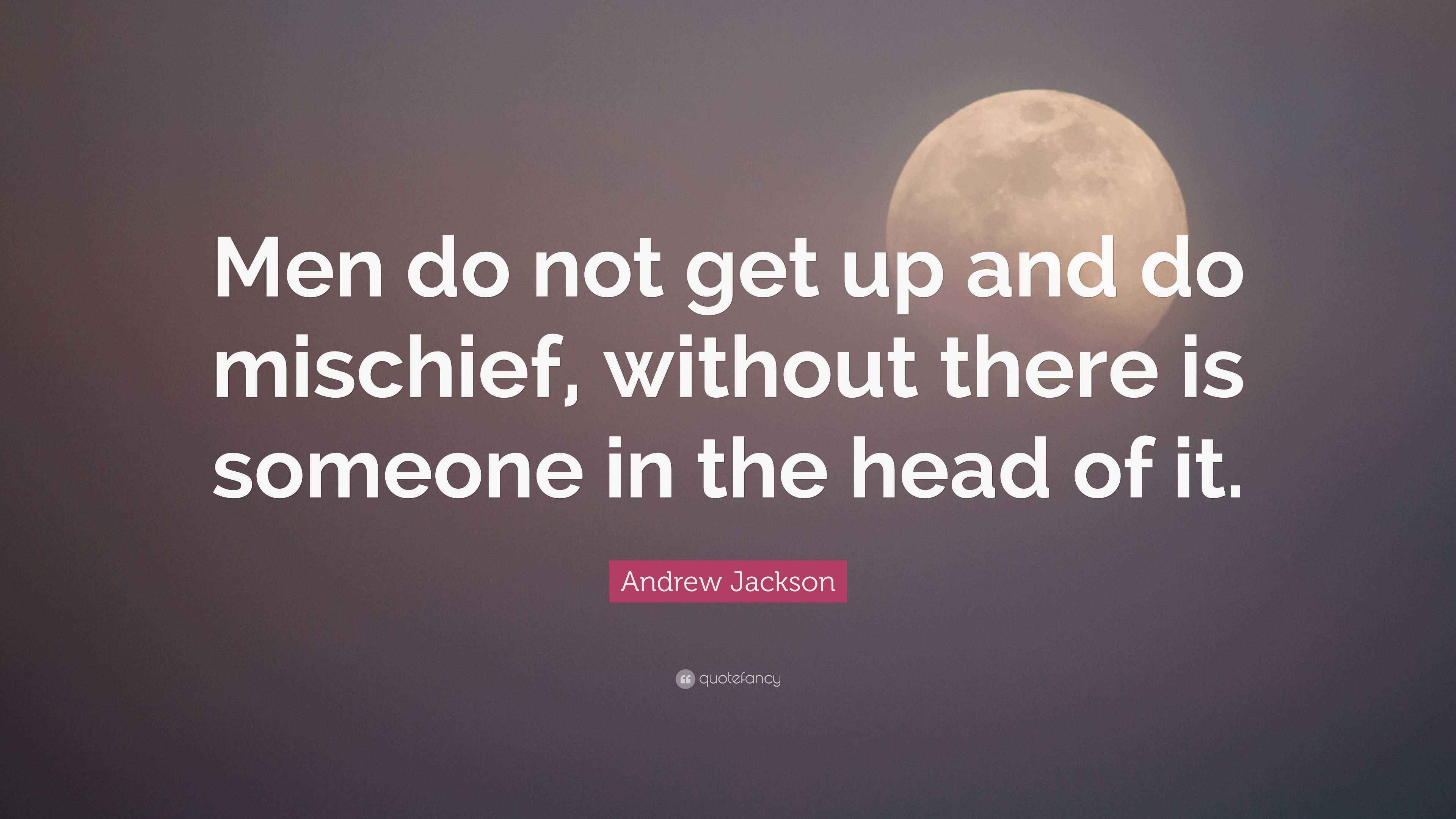 Andrew Jackson Quote: “Men do not get up and do mischief, without there ...