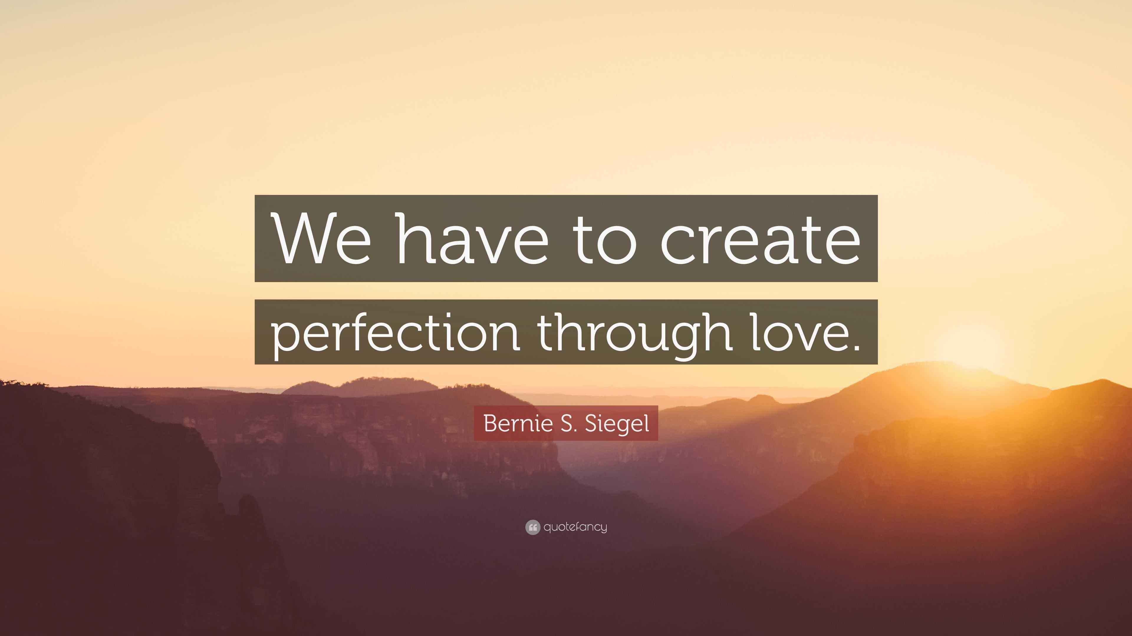 Bernie S. Siegel Quote: “We have to create perfection through love.”