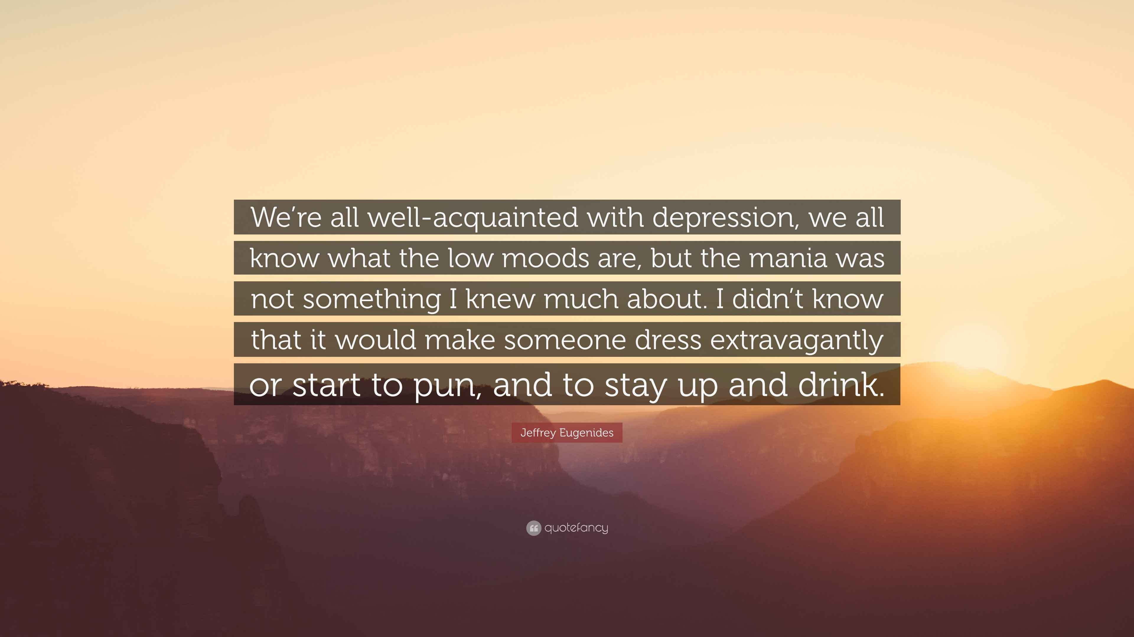 Jeffrey Eugenides Quote: “We’re all well-acquainted with depression, we ...