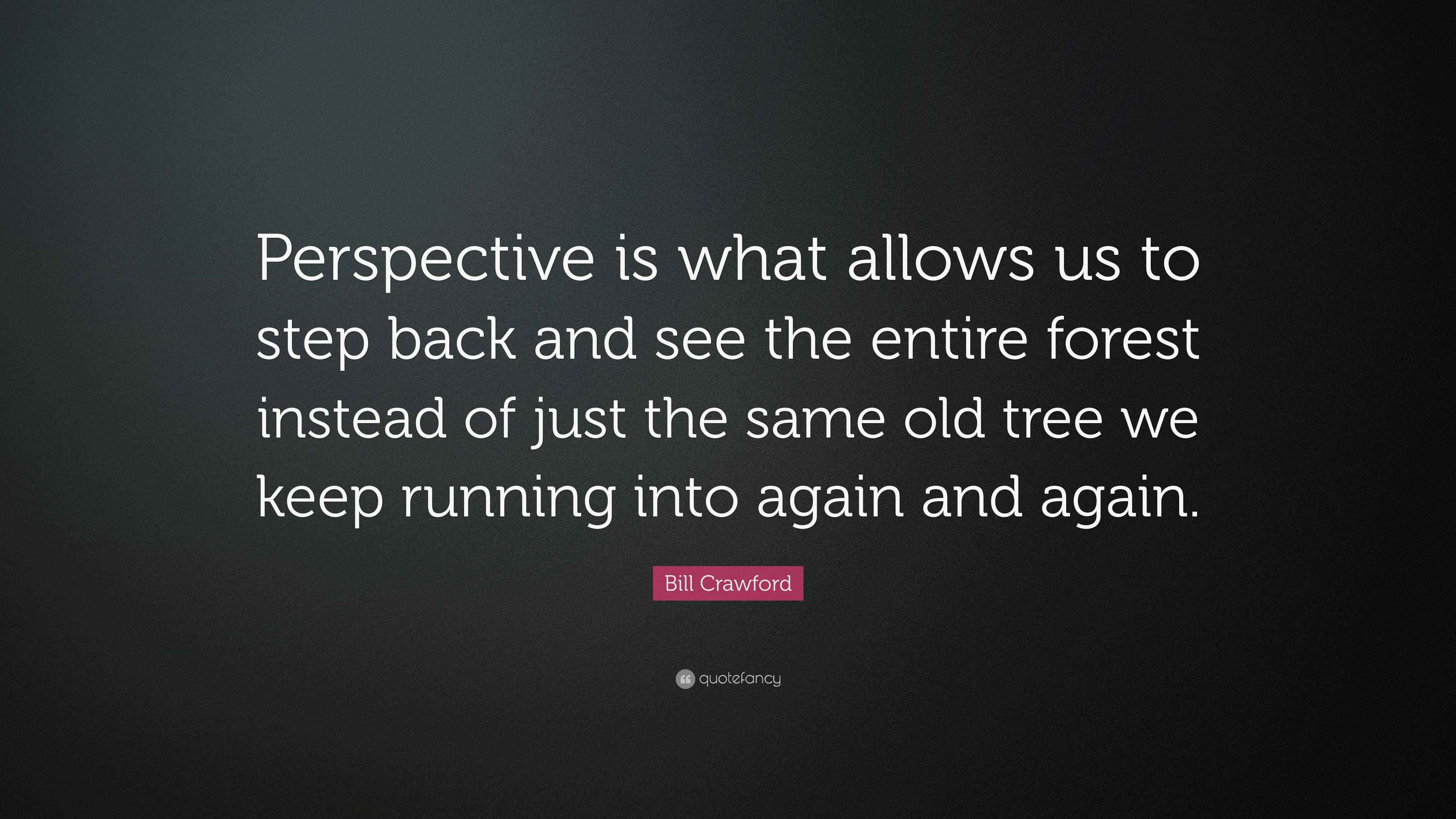 Bill Crawford Quote: “Perspective is what allows us to step back and ...