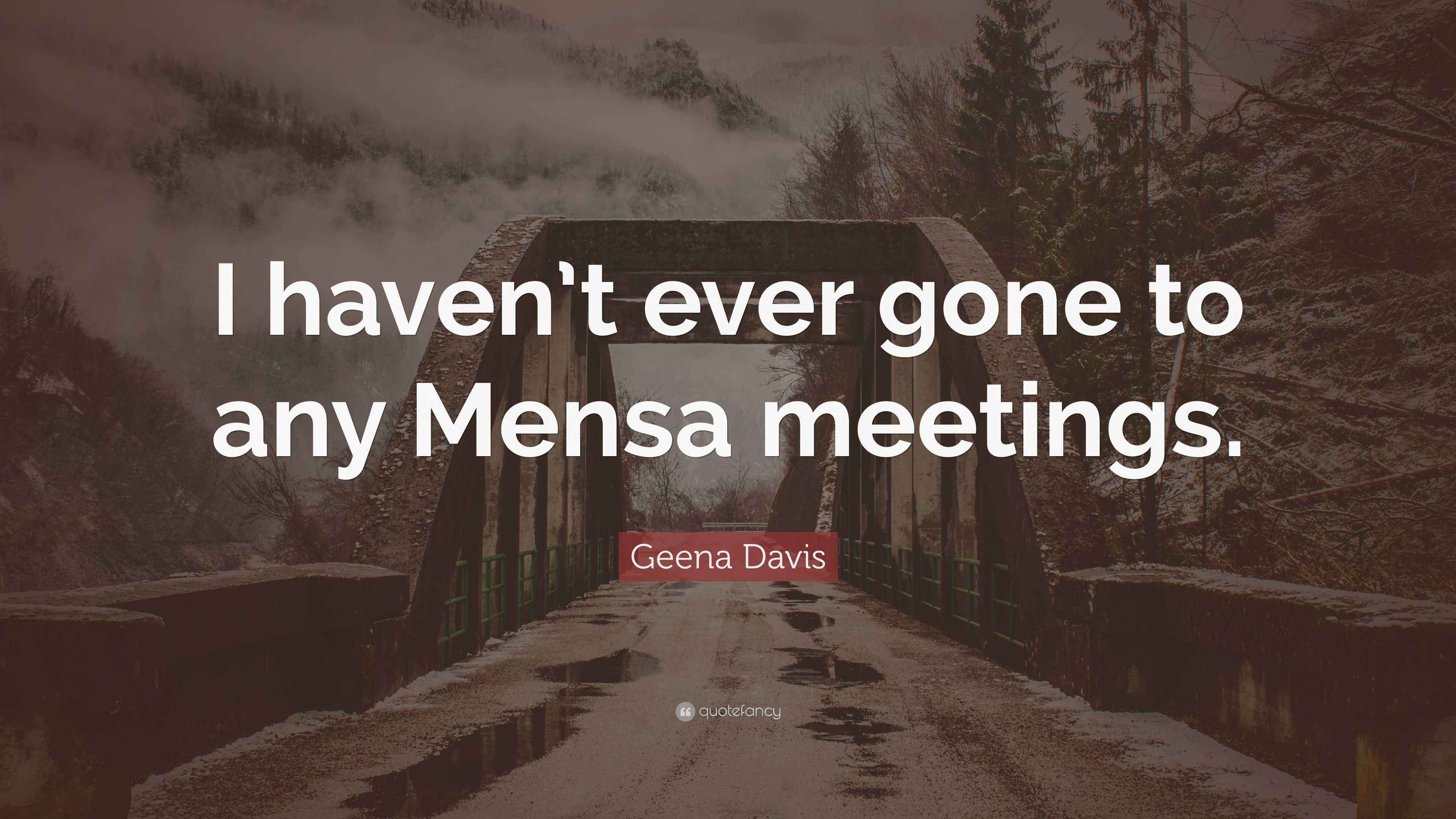 Geena Davis Quote: “I haven’t ever gone to any Mensa meetings.”