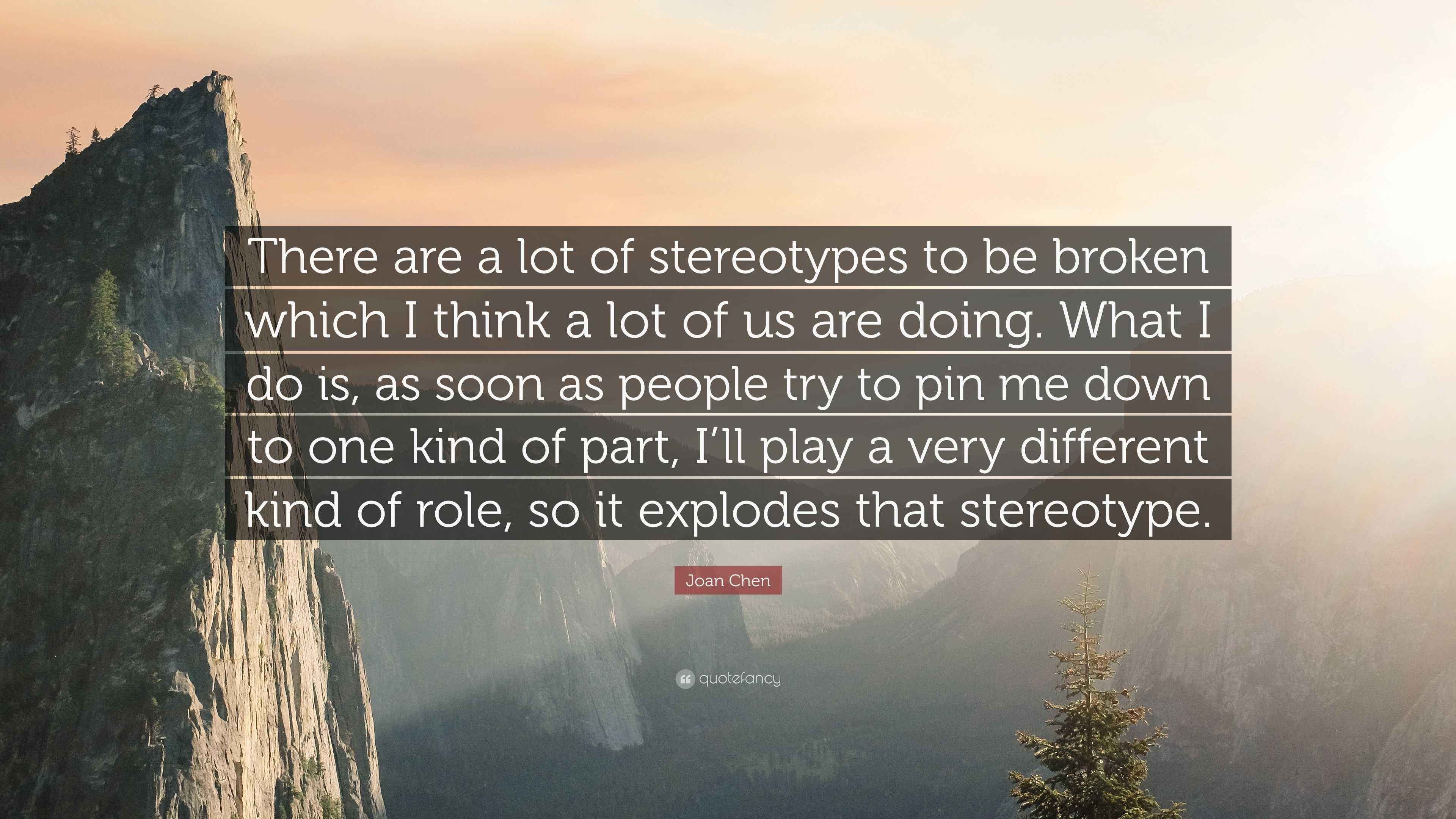 Joan Chen Quote: “There are a lot of stereotypes to be broken which I ...