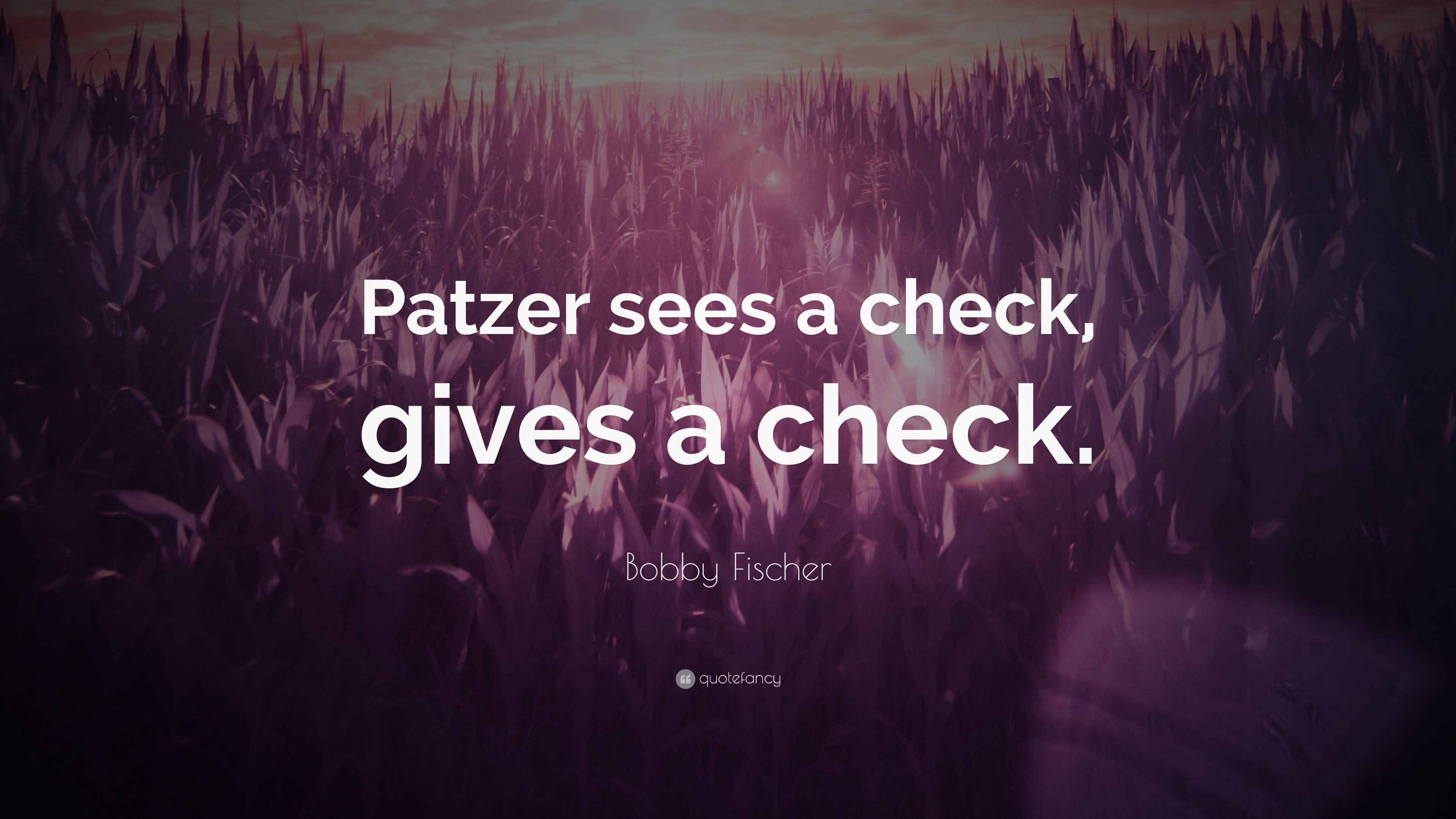 Bobby Fischer Quote: “Patzer sees a check, gives a check.”