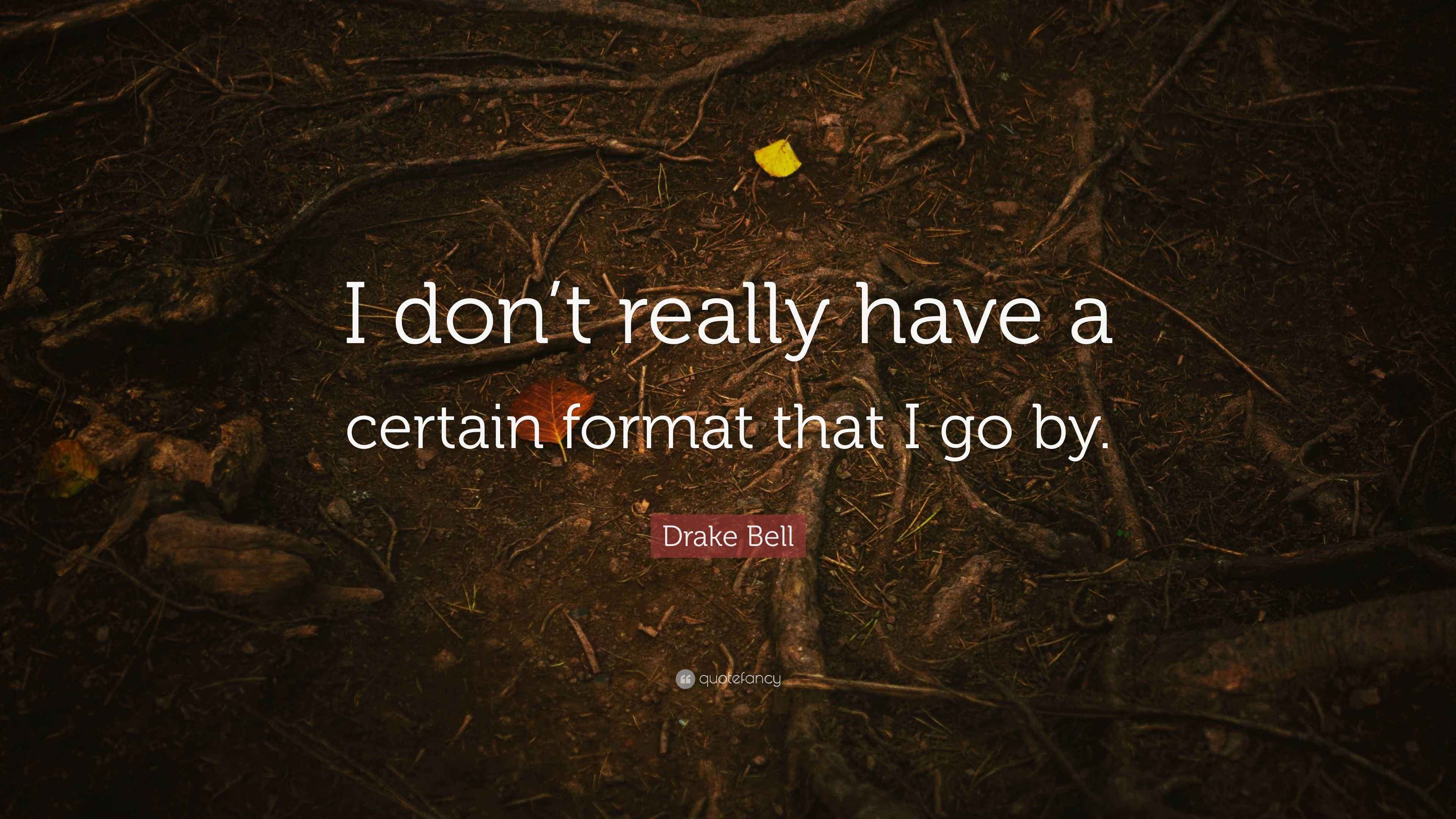 Drake Bell Quote: “I don’t really have a certain format that I go by.”